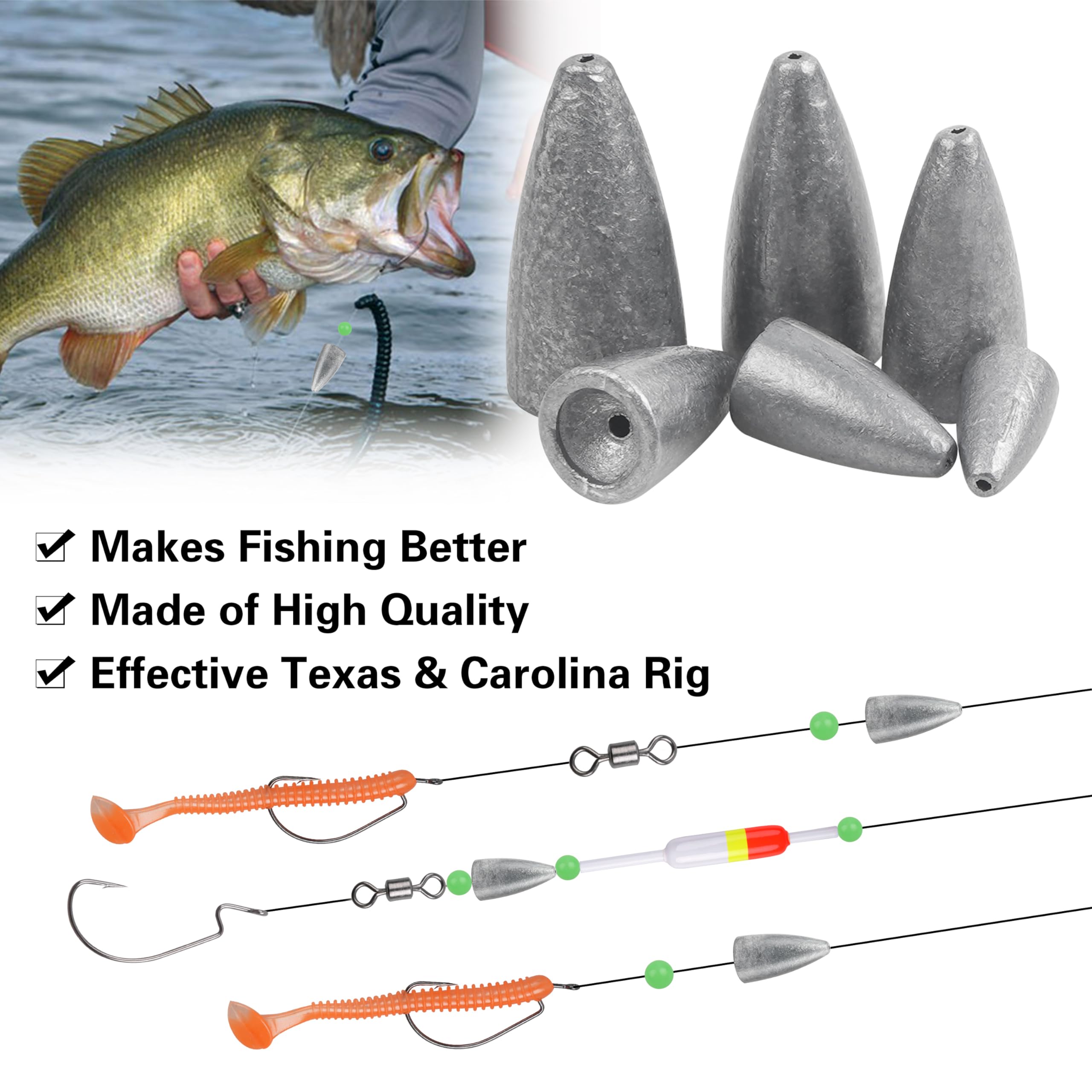 Snapklik.com : AGOOL Bullet Sinkers Fishing Weights Slip Sinkers Kit ...