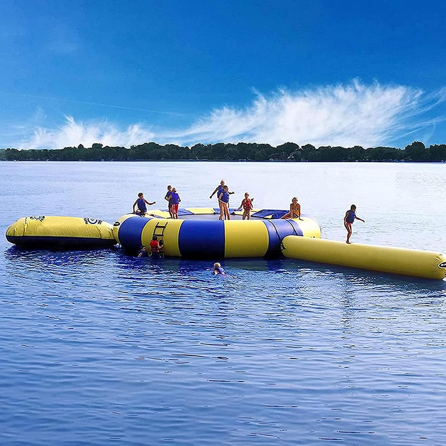Water Trampoline, Bouncing Swimming Platform with Slides, Swimming ...