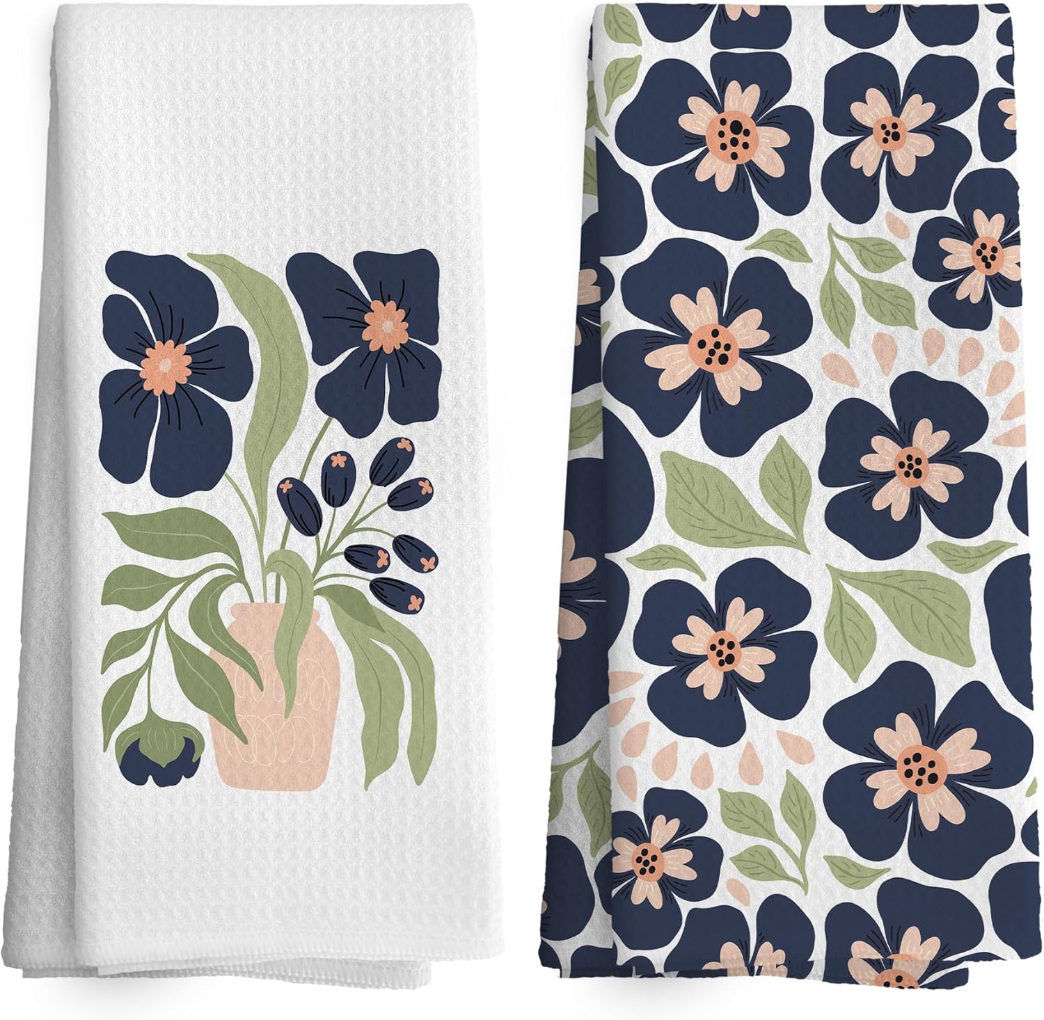 Amazon.com: TAEDIN Flowers Floral Kitchen Towels Spring Summer Black ...