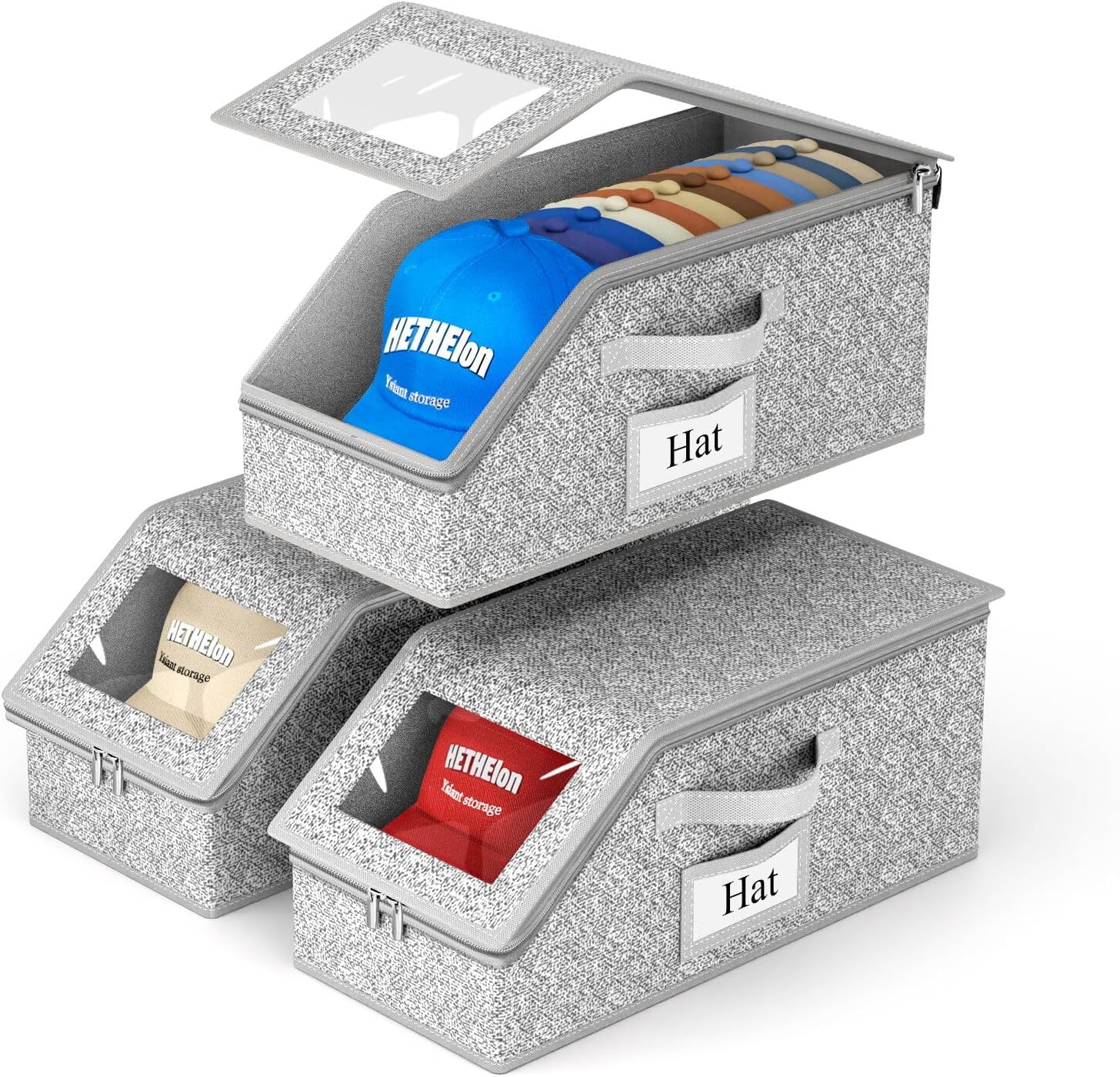 Amazon.com: Soarine 3 PCS Stackable Hat Storage, Hold Up to 36 Caps Hat ...