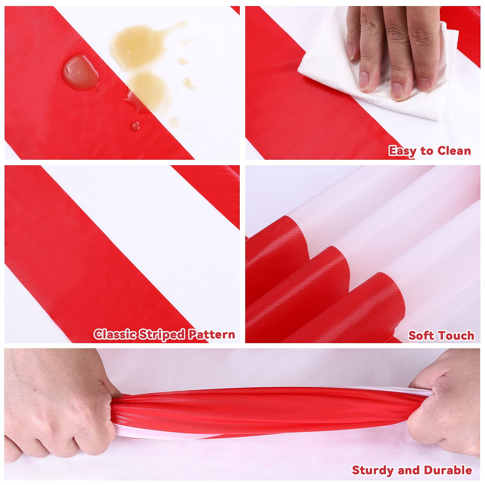 Snapklik.com : 4 Pack 54 X 107 Inch Plastic Red And White Stripes ...