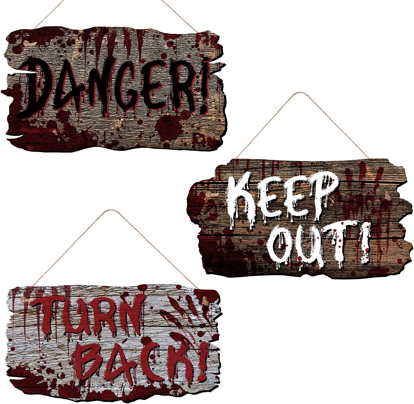 Amazon.com : 3 Pieces Halloween Decorations Door Sign Beware Props ...