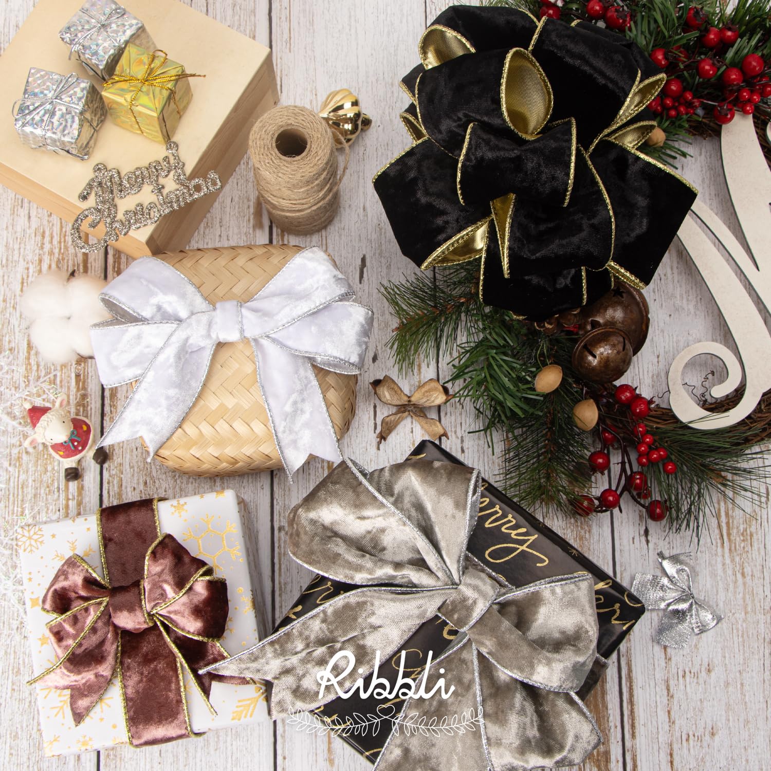 Snapklik.com : White Velvet Wired Ribbon 1.5 Inch Metallic White Silver ...