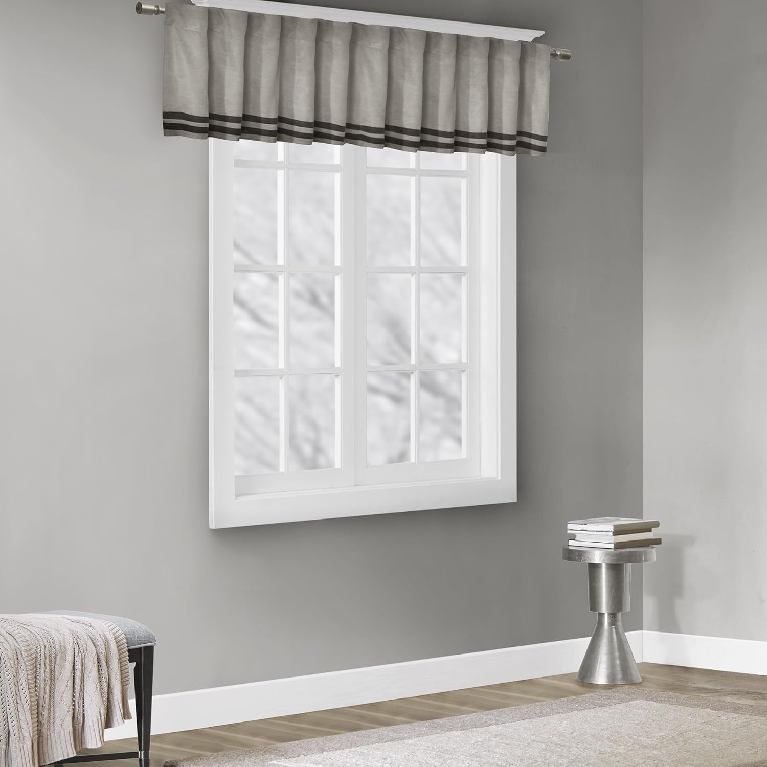 Amazon.com: Dune Microsuede Striped Window Grey Window Valance ...