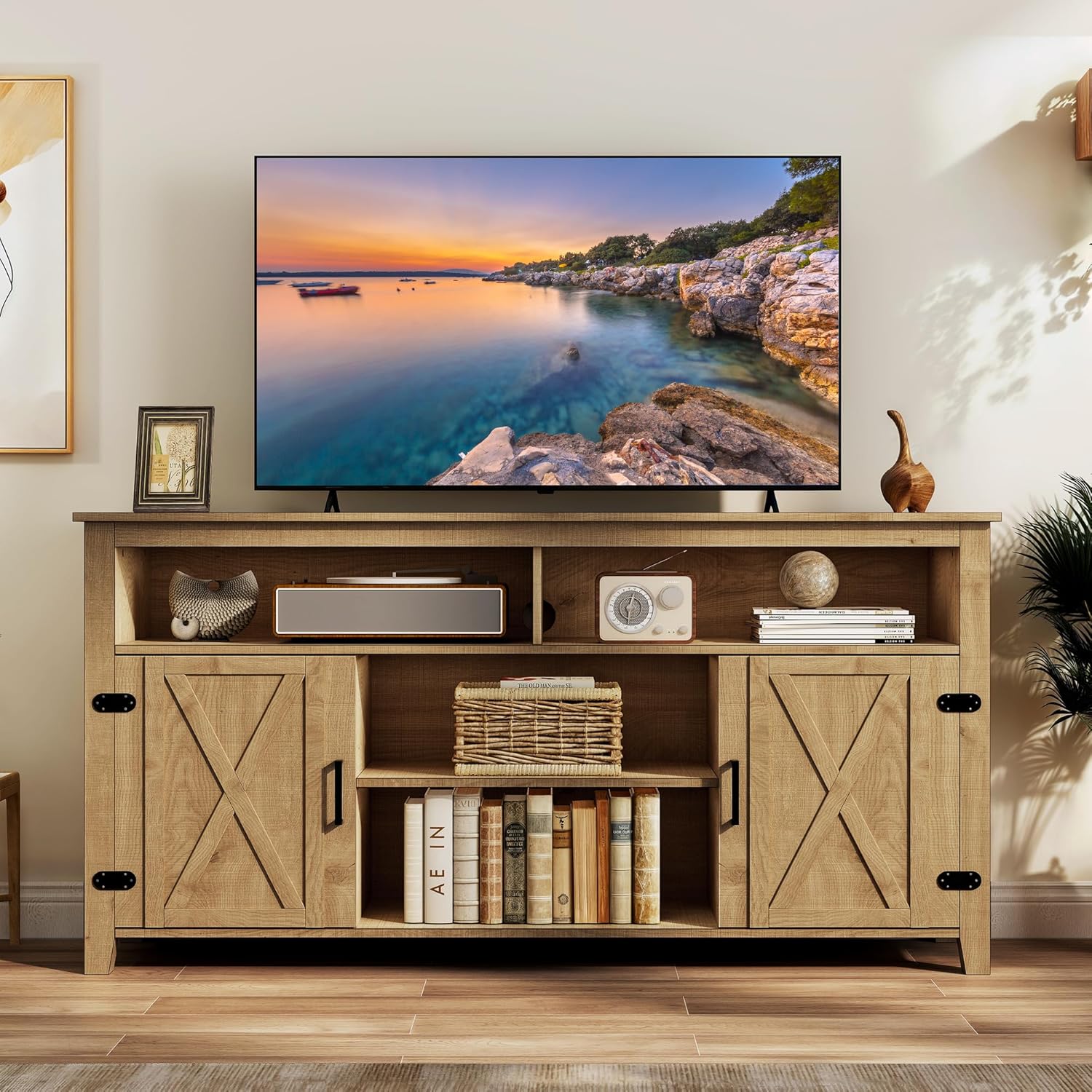 Amazon.com: YITAHOME TV Stand Farmhouse Entertainment Center for 65 ...