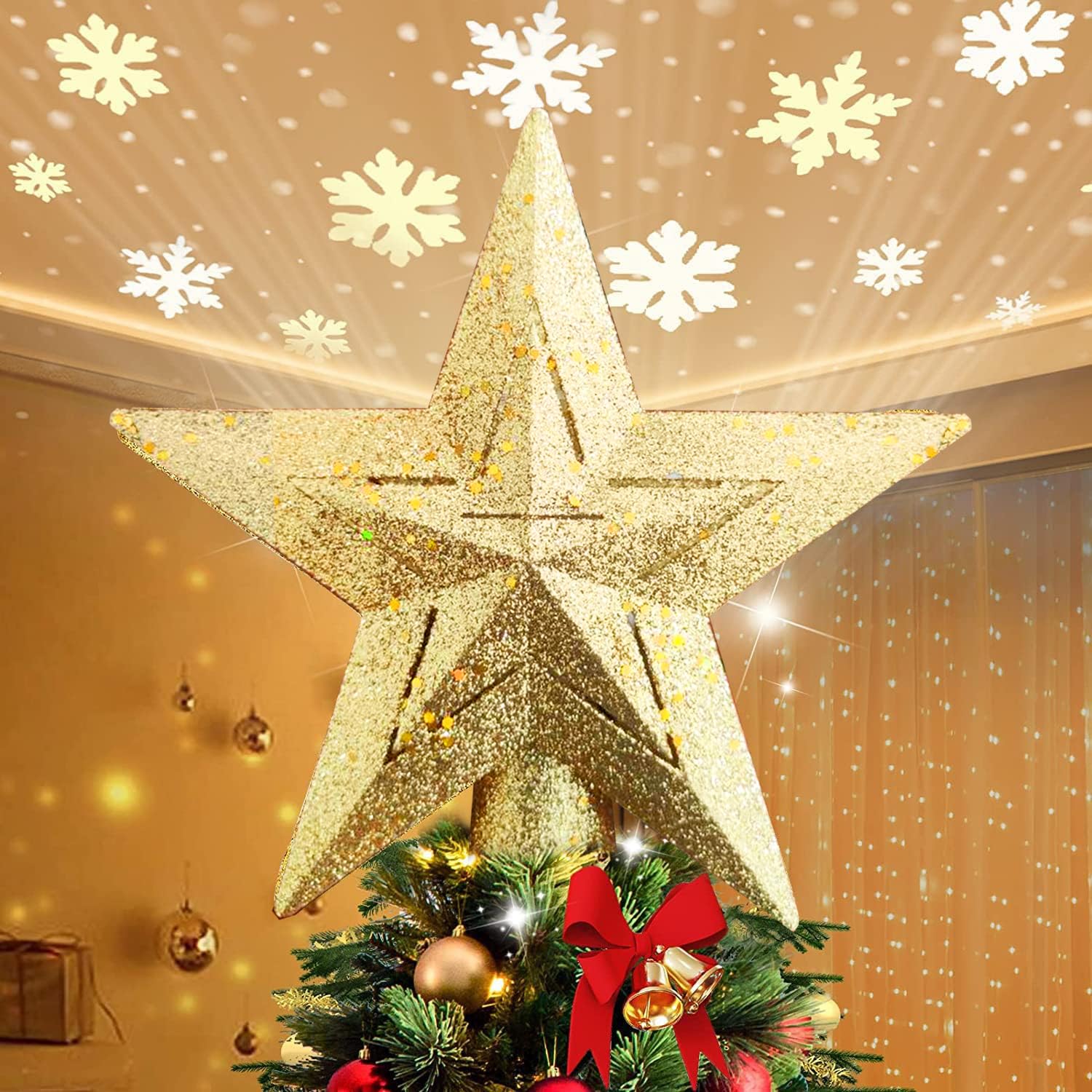 Estrella para arbol de Navidad,estrella iluminada con luces LED ...