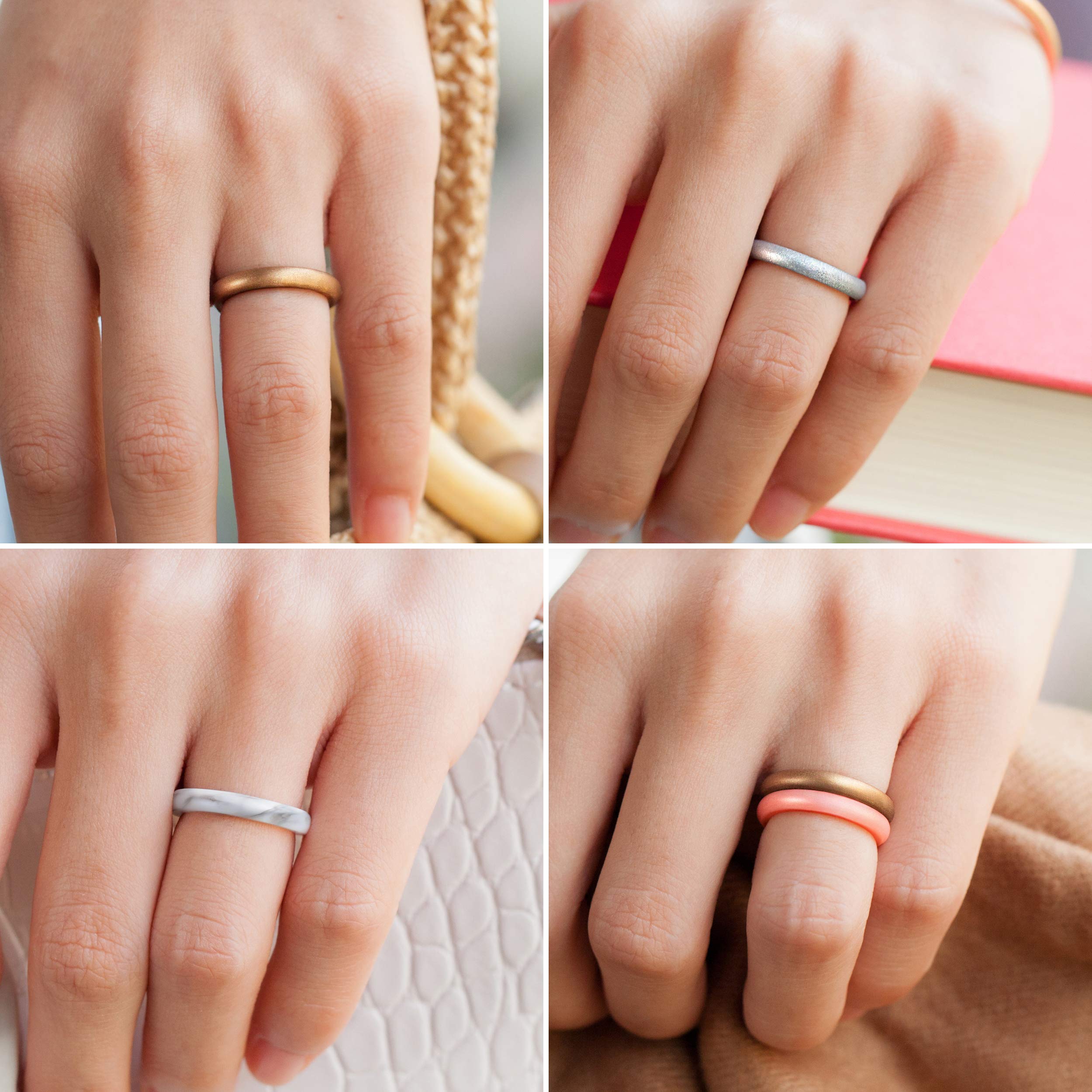 Snapklik.com : ThunderFit Womens Thin And Stackable 7 Rings Silicone ...