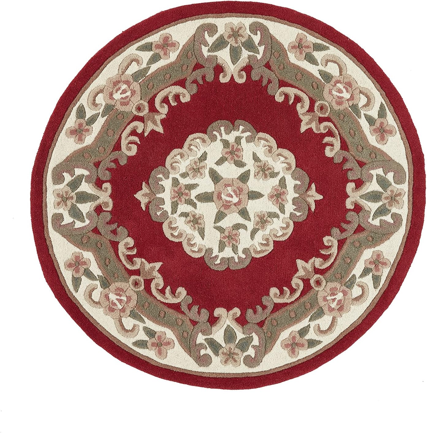 Birsppy eRugs Traditional Round Original Classic Aubusson Floral 100% ...