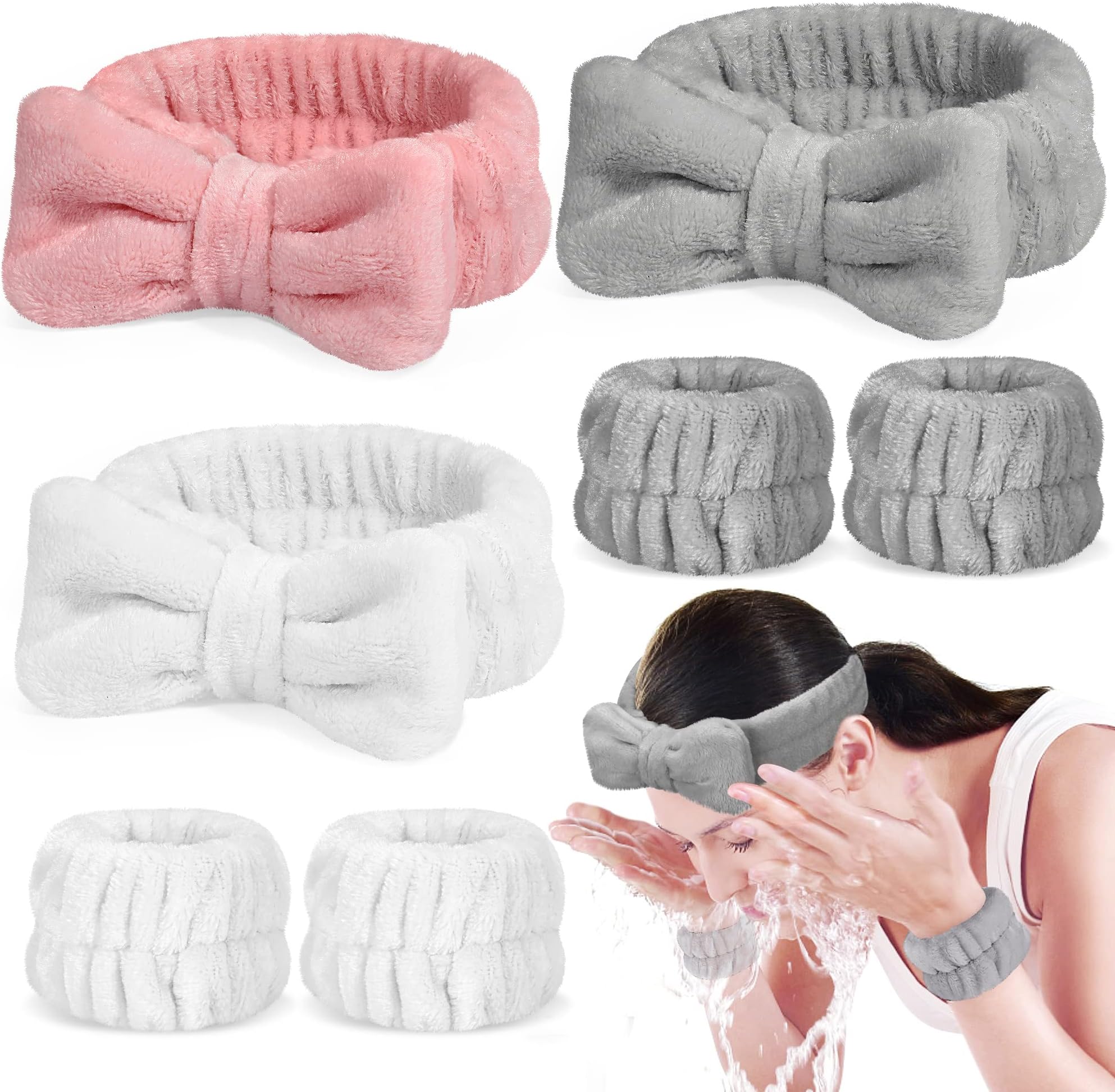 Amazon.com: Crosize 7 Pack Headband and Wristband Set for Women - Spa ...