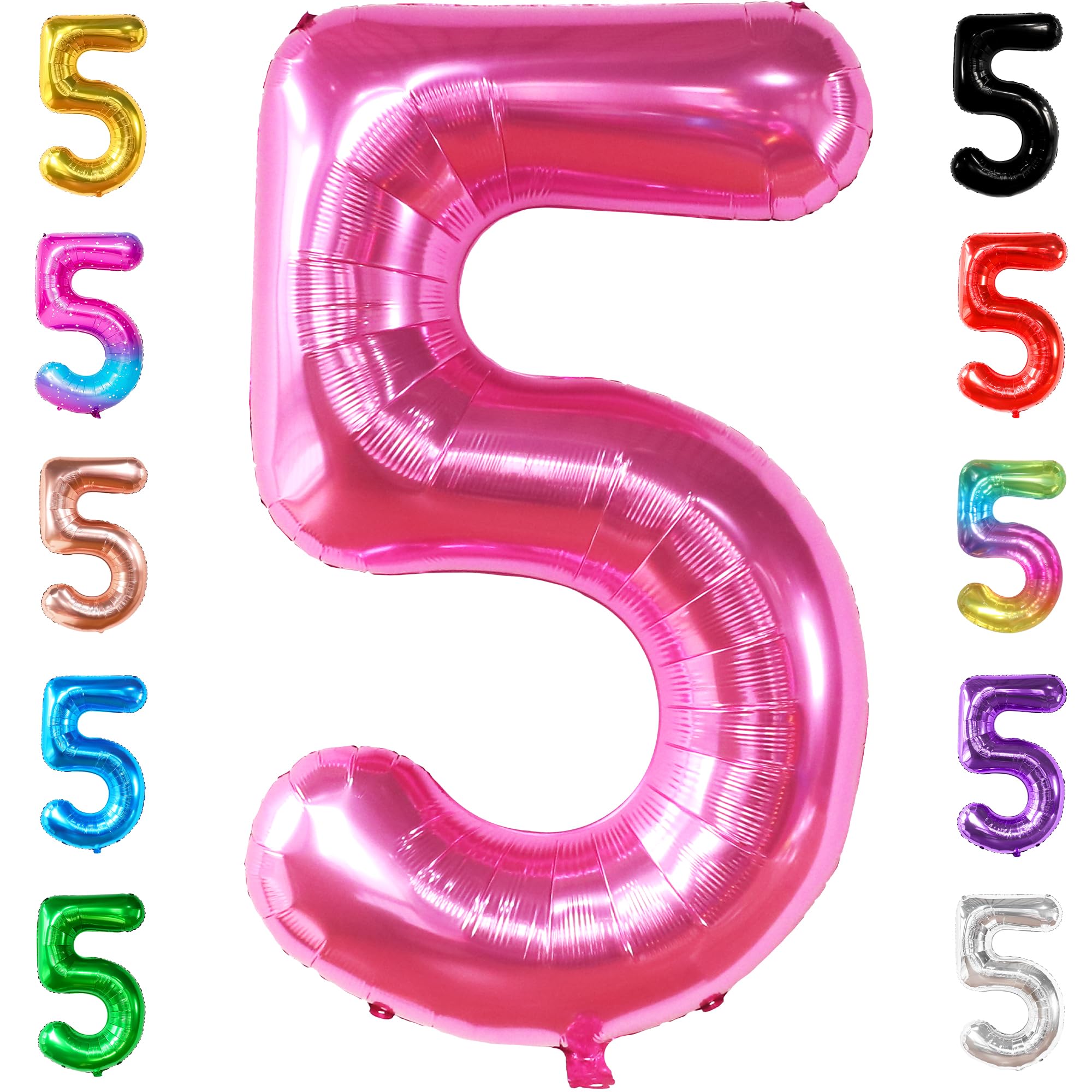 Snapklik.com : Giant Hot Pink 5 Balloon Number - 40 Inch 5th Birthday Balloons For 5th Happy ...