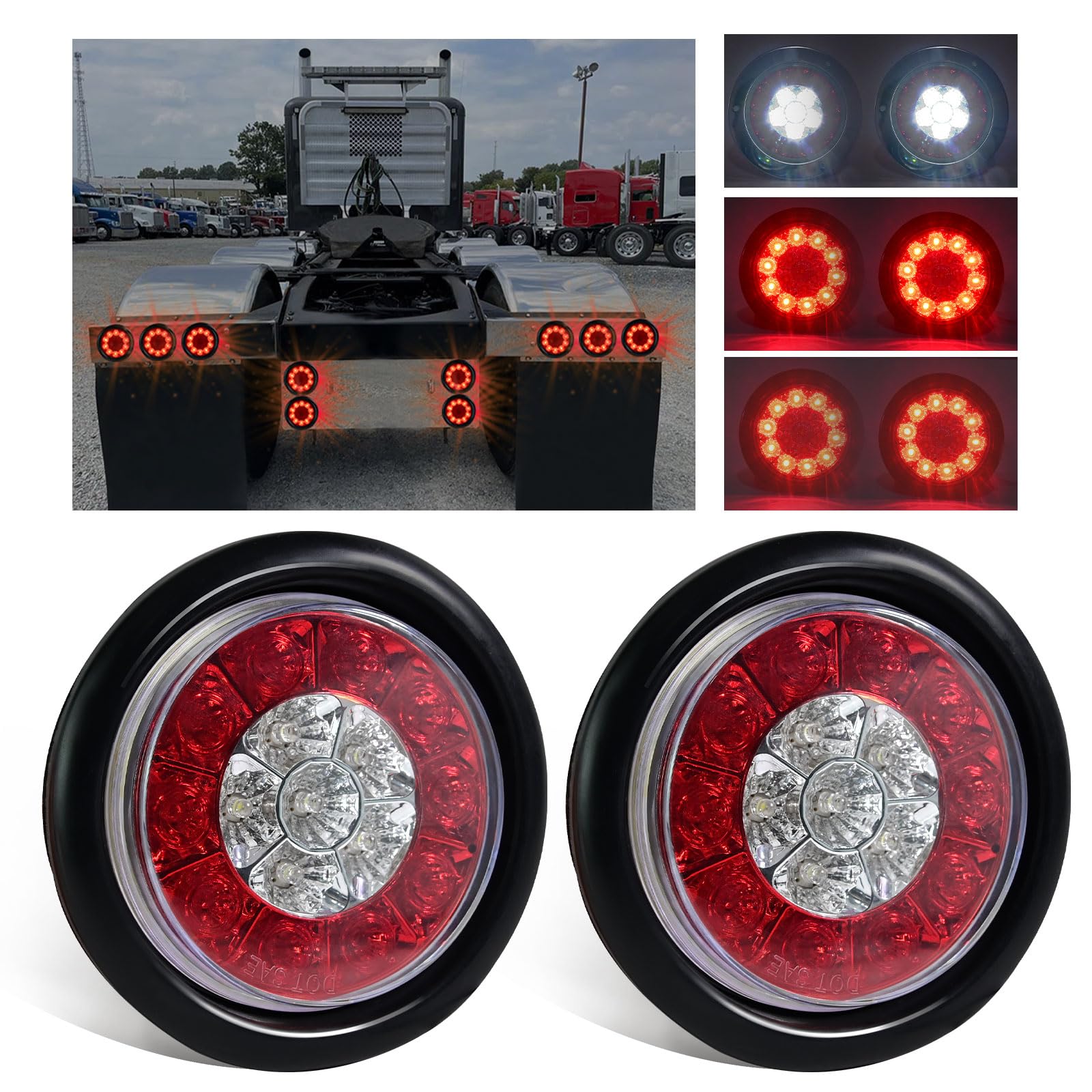 Amazon.com: Wodvyss 2 Pcs 4" Round LED Truck Trailer Tail Lights 16 ...