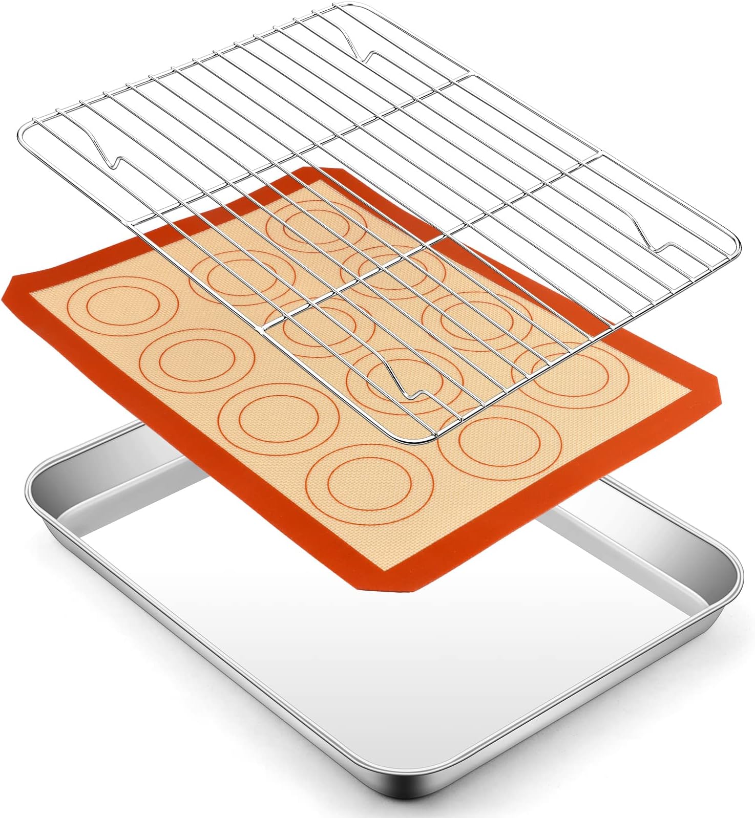 Amazon.com: 12.5 Inch Toaster Oven Tray with Cooling Rack and Silicone ...