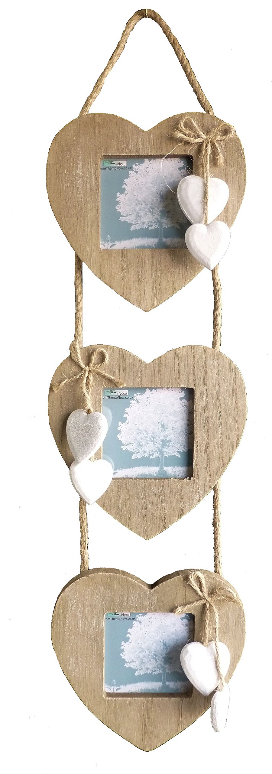 Chic & Shabby Triple Wooden Hanging Heart Photo Frame : Amazon.co.uk ...