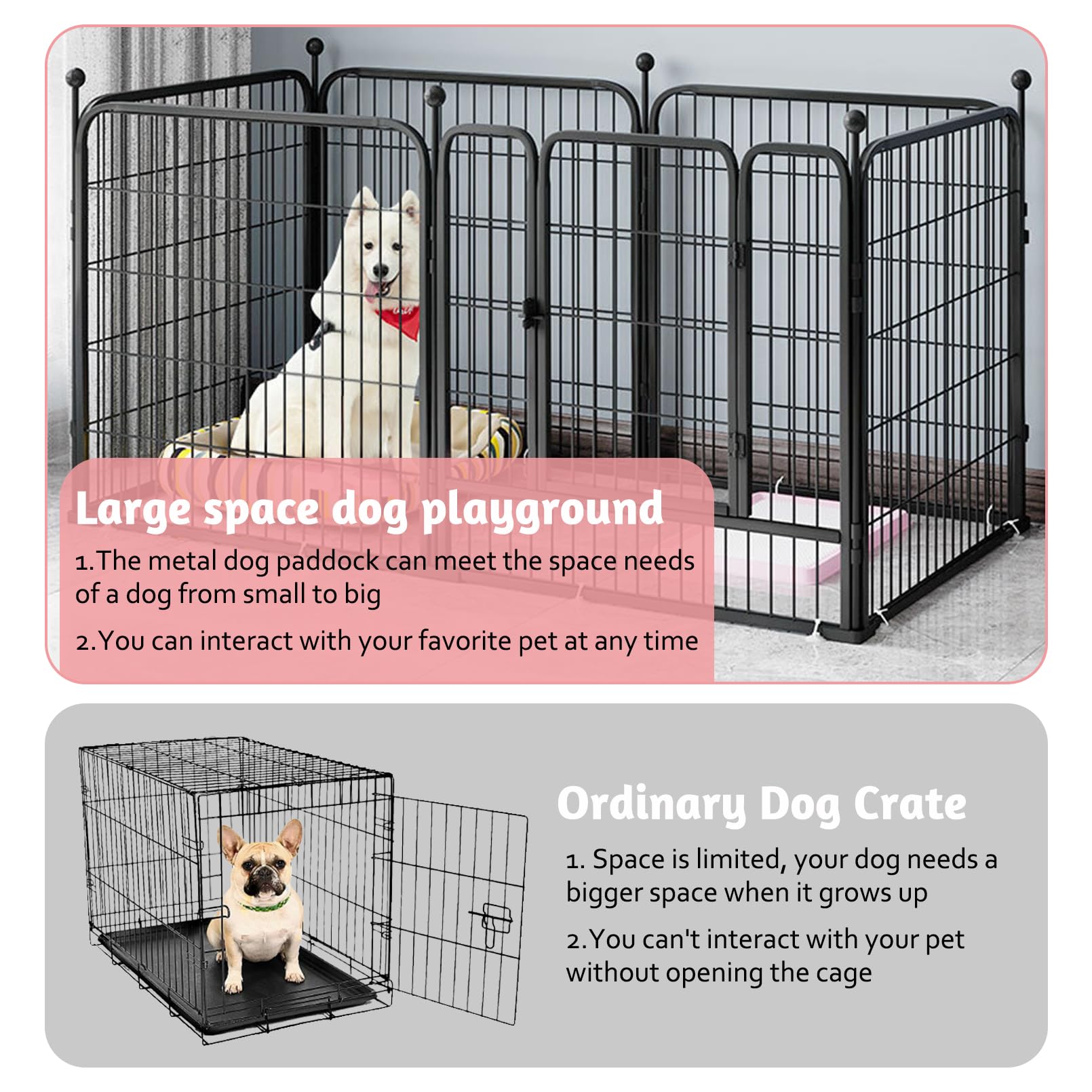 Snapklik.com : Apatal Dog Playpen, 6 Panels Indoor Doggy Fence Exercise ...