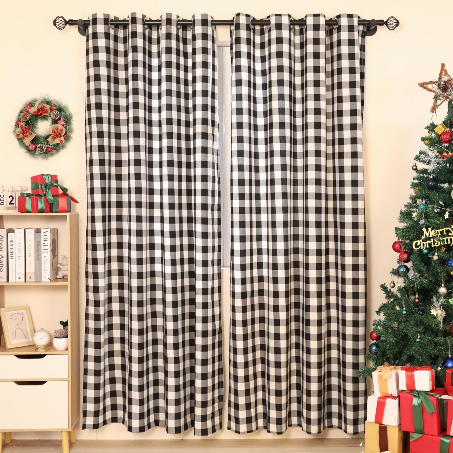 Amazon.com: Moslovstar Buffalo Curtains 2 Panels Buffalo Check Window ...