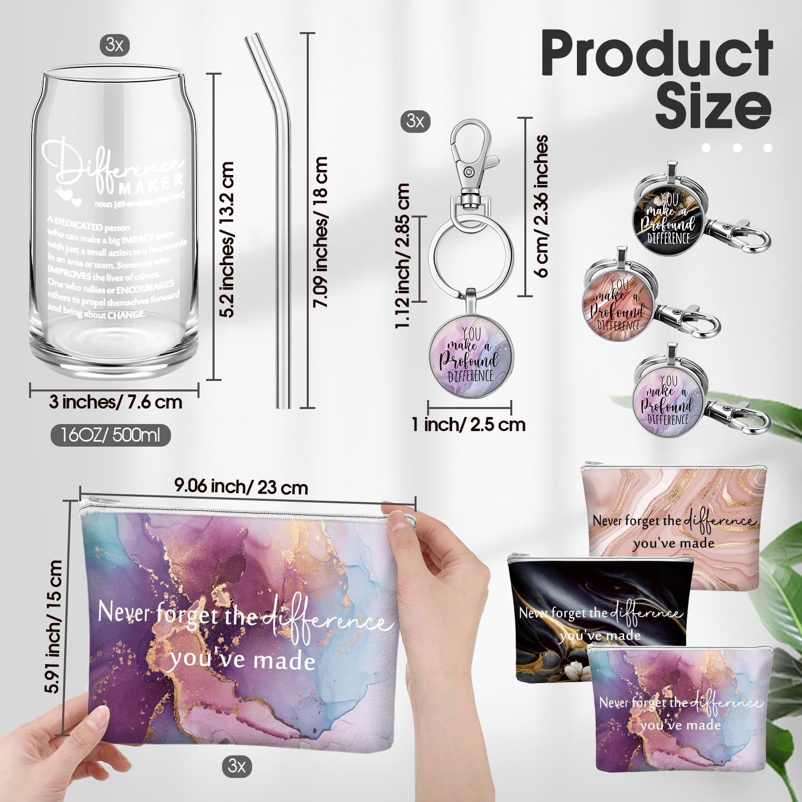 Snapklik.com : Hoolerry 9 Pcs Thank You Gifts For Women 16oz Glass Cup ...