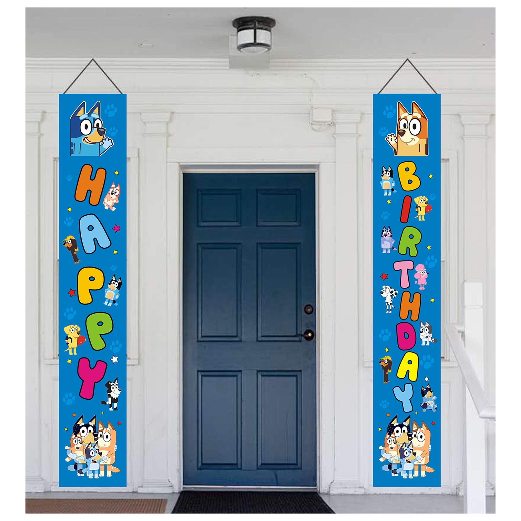 Buy Bluey Themed Birthday Porch Sign Banner Party Supplies, Bluey Happy ...