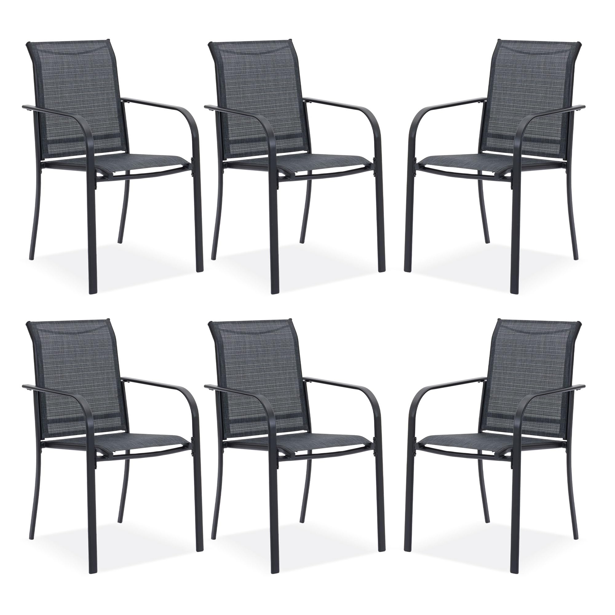 Amazon.com: VICLLAX 6 Pieces Outdoor Chairs Set, Metal Stackable Patio ...