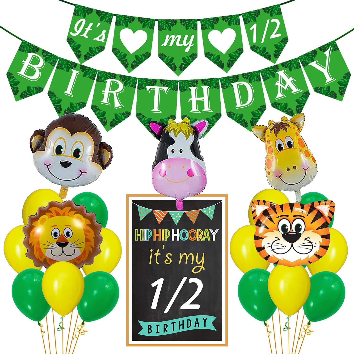 Buy Party Propz Jungle Theme Half Birthday Decorations - 36 Pcs Animals ...