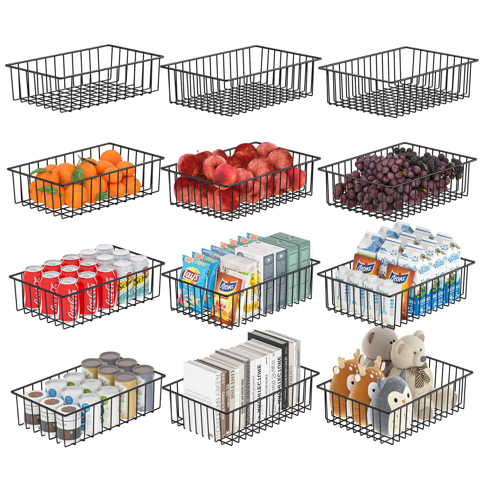 Amazon.com: Simple Trending 12 Pack Extra Large Wire Storage Baskets ...