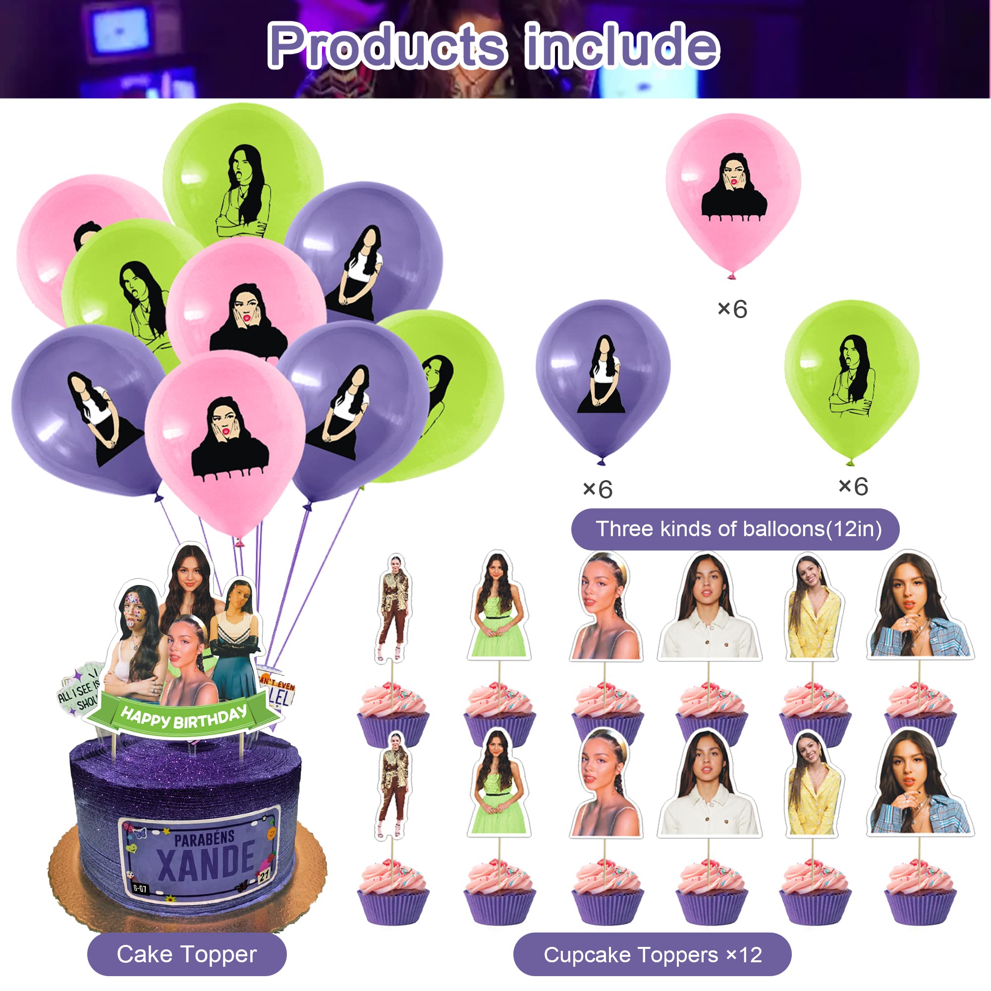 Singer Party Decorations Set, Olivia Singer Rodrigo Theme Birthday ...