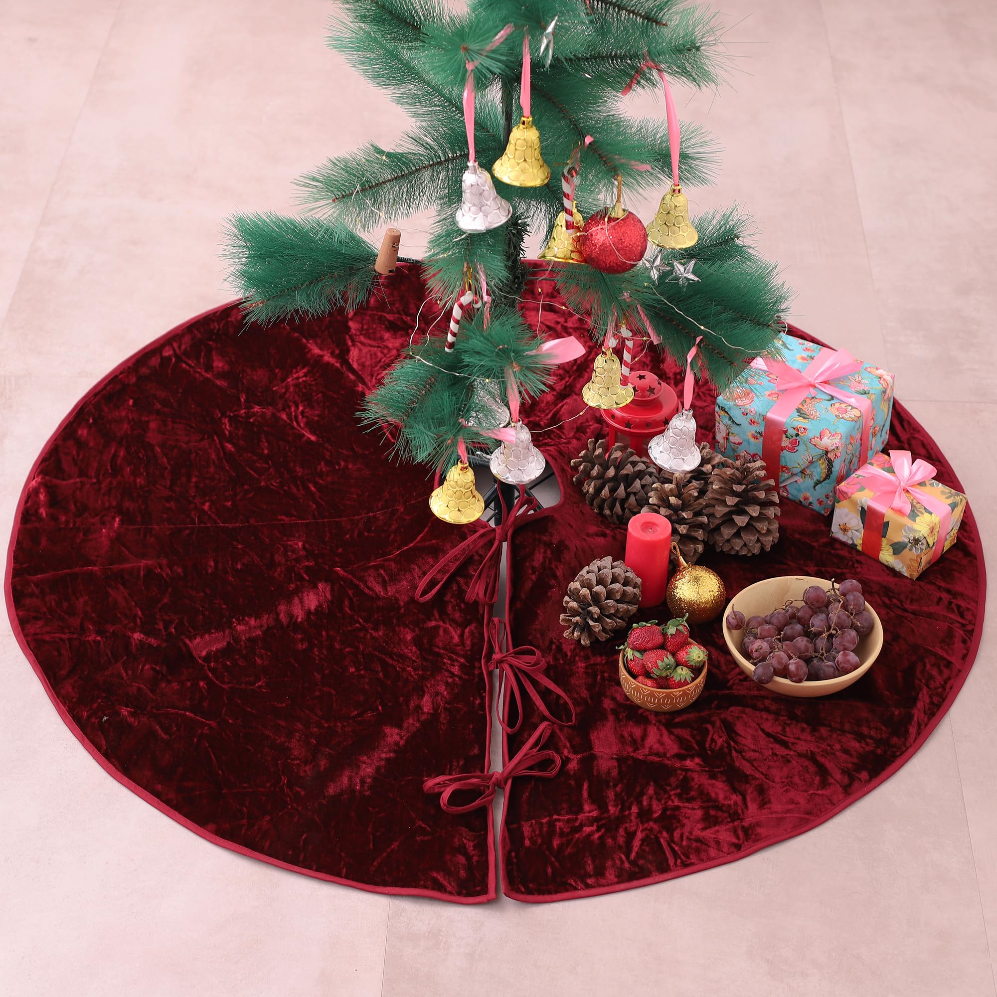 Amazon.com: Christmas Tree Skirt, 48 Inch Velvet Tree Skirt, Boho Xmas ...