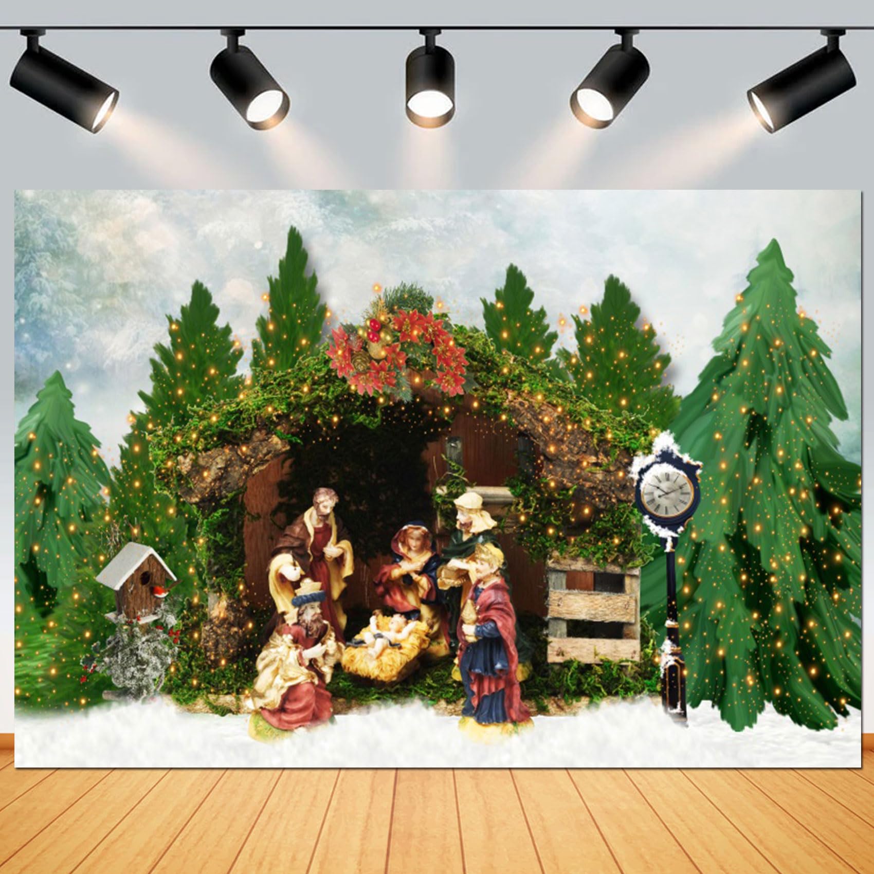 Amazon.com : Yeele 5x4ft Christmas Nativity Scene Backdrop Winter Snow ...
