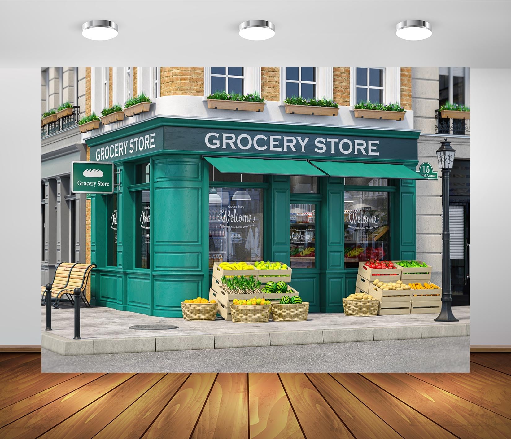 Amazon.com : BELECO 7x5ft Fabric Grocery Store Shop Backdrop Vintage ...