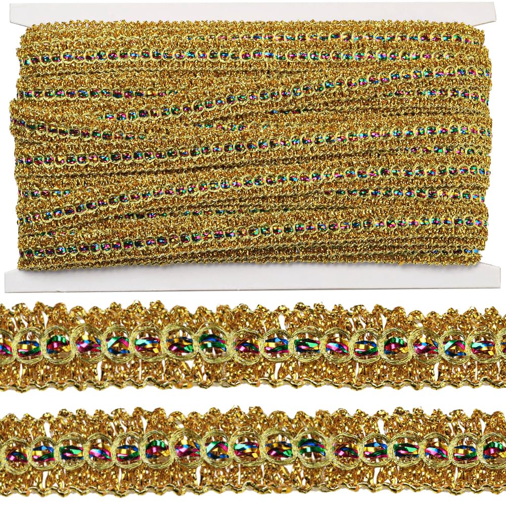 Amazon.com: CABODYALS 20M 1/2 Inch Gold Gimp Braid Trim Metallic Lace ...