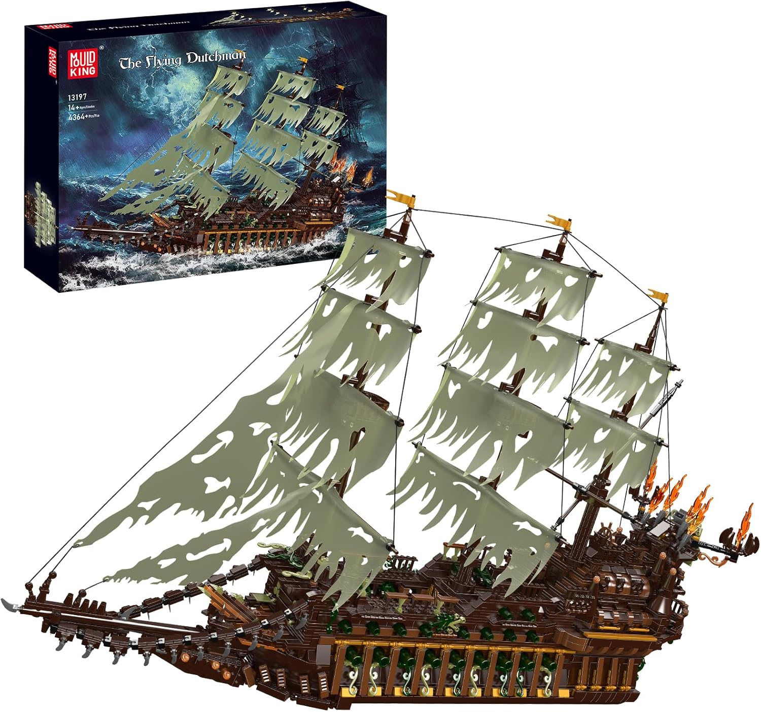 Amazon.com: Mould King 13197 Pirate Ship Building Kit, MOC Jumping ...