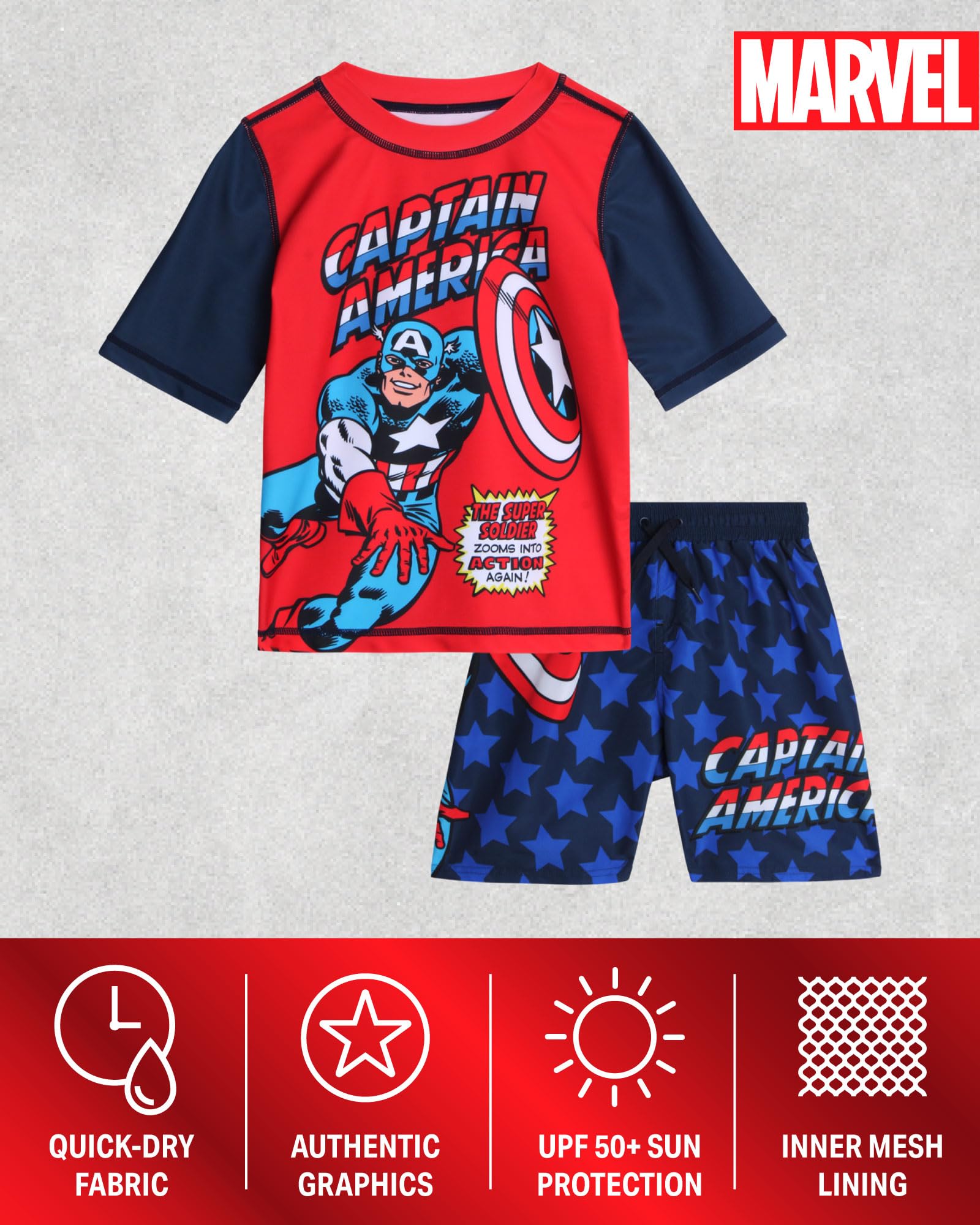 Snapklik.com : Marvel Boys Rash Guard Set - UPF 50 Avengers Short ...