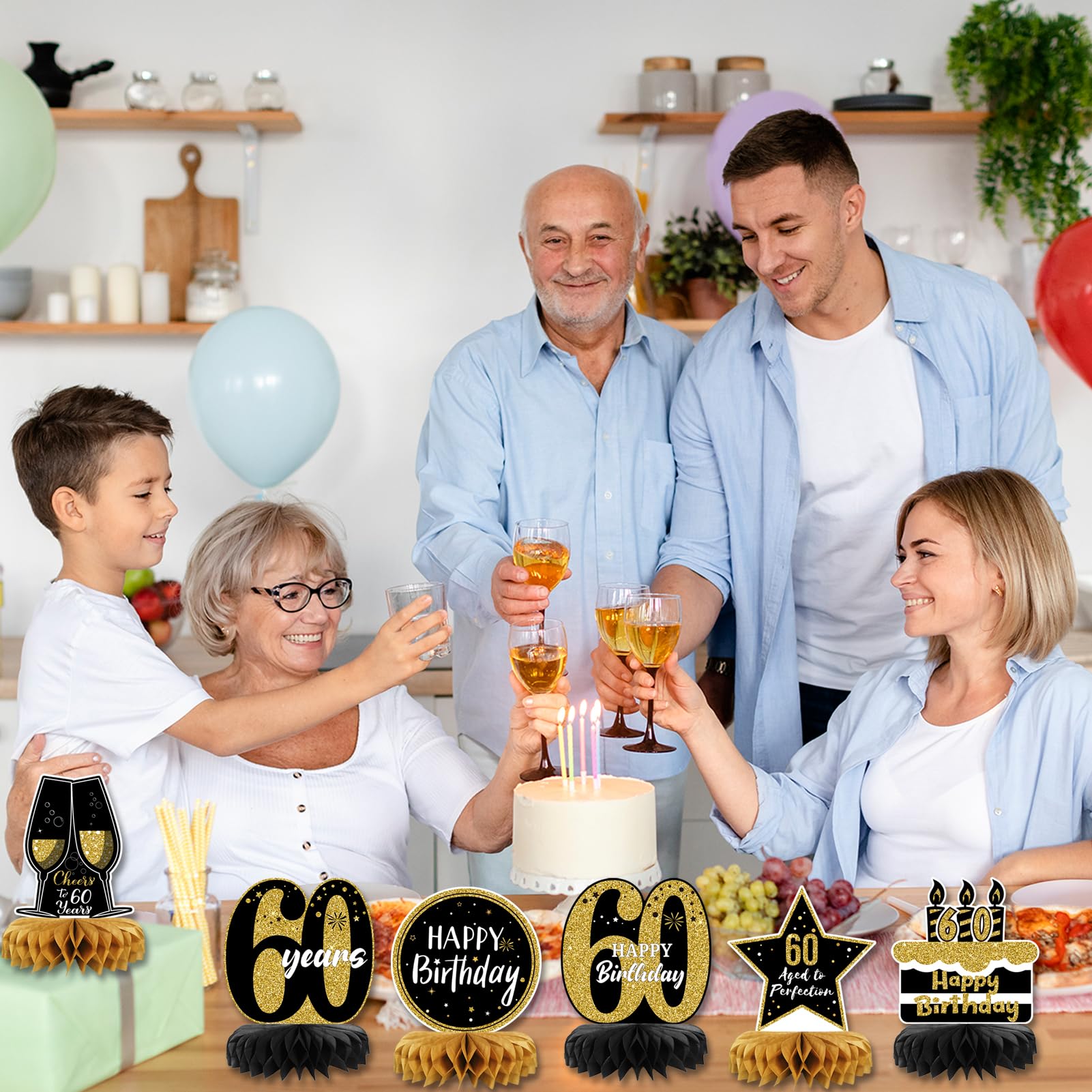 Snapklik.com : 9 Pieces 60th Birthday Table Decorations 60th Birthday ...