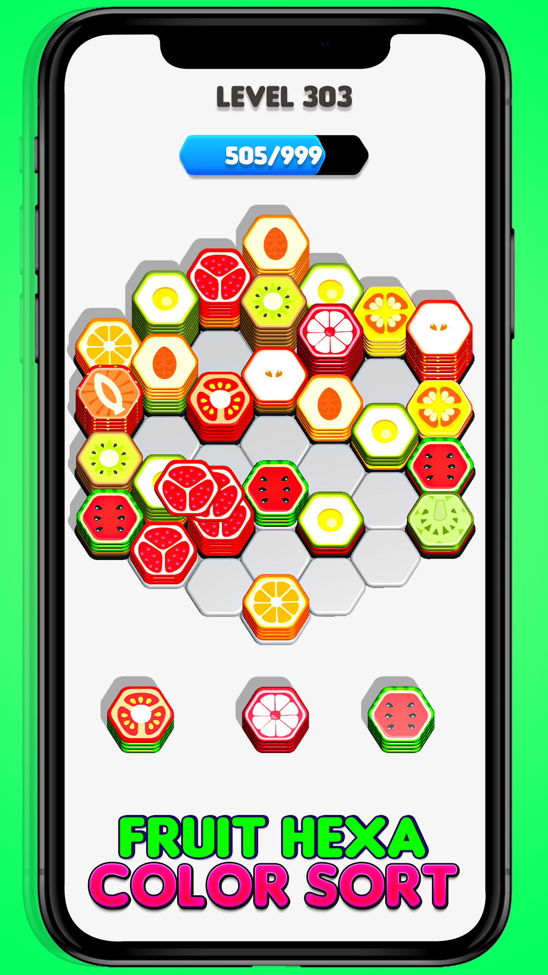 Hexa Sort Fruit Stack Puzzle: Hexa Fruit Block Match Merge Master - Hexa Sorting Fruit Matching ...