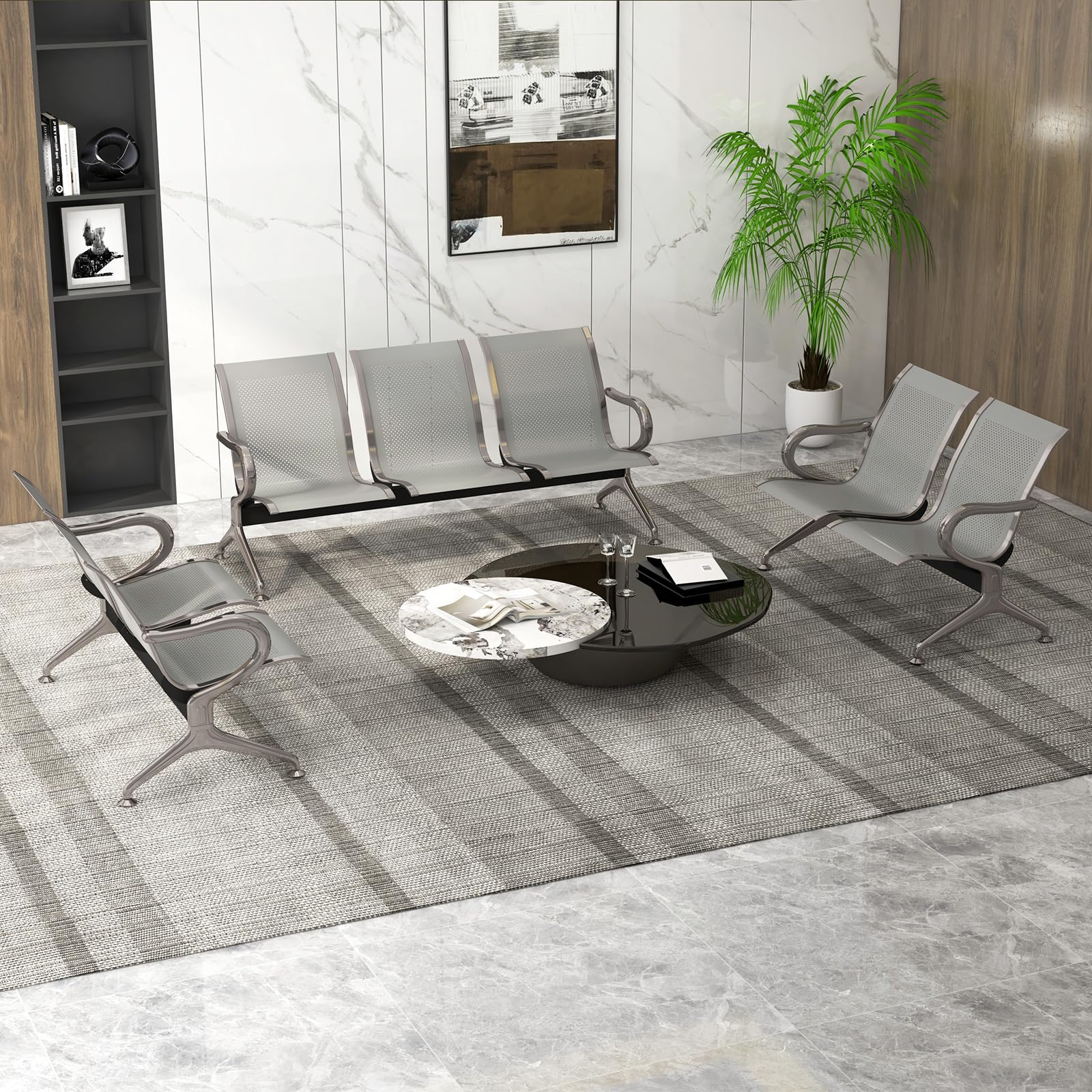 Amazon.com: Kinfant Silver Waiting Room Bench Set - 3-Pieces Waiting ...