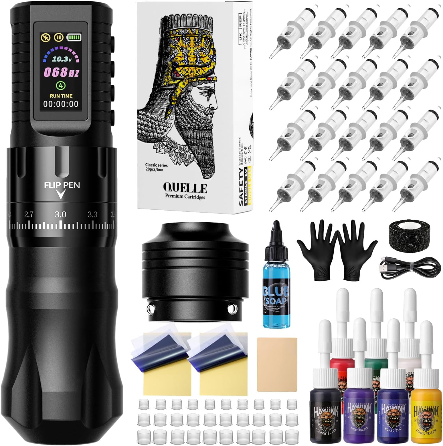 Amazon.com: Neebol Wireless Tattoo Gun Kit, Rotary Tattoo Machine Kit ...