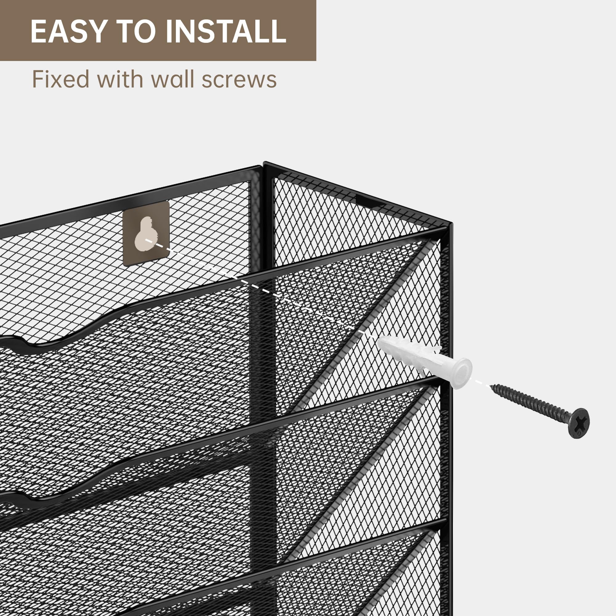 SUPEASY 13-Tier Wall File Organizer with Hooks, Hanging File Organizer ...