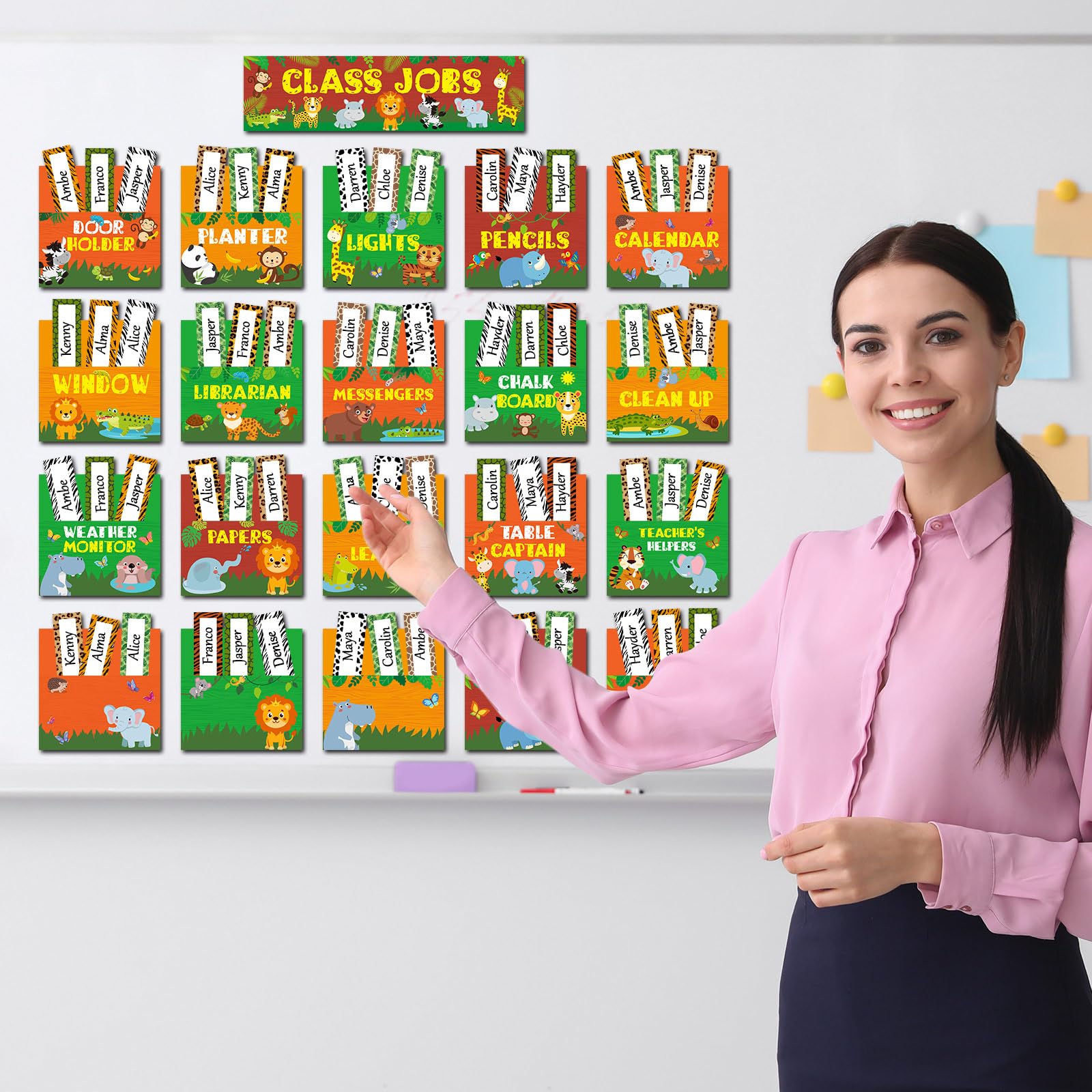 Snapklik.com : Pasimy 81 Pcs Jungle Animals Class Jobs Chart Classroom ...