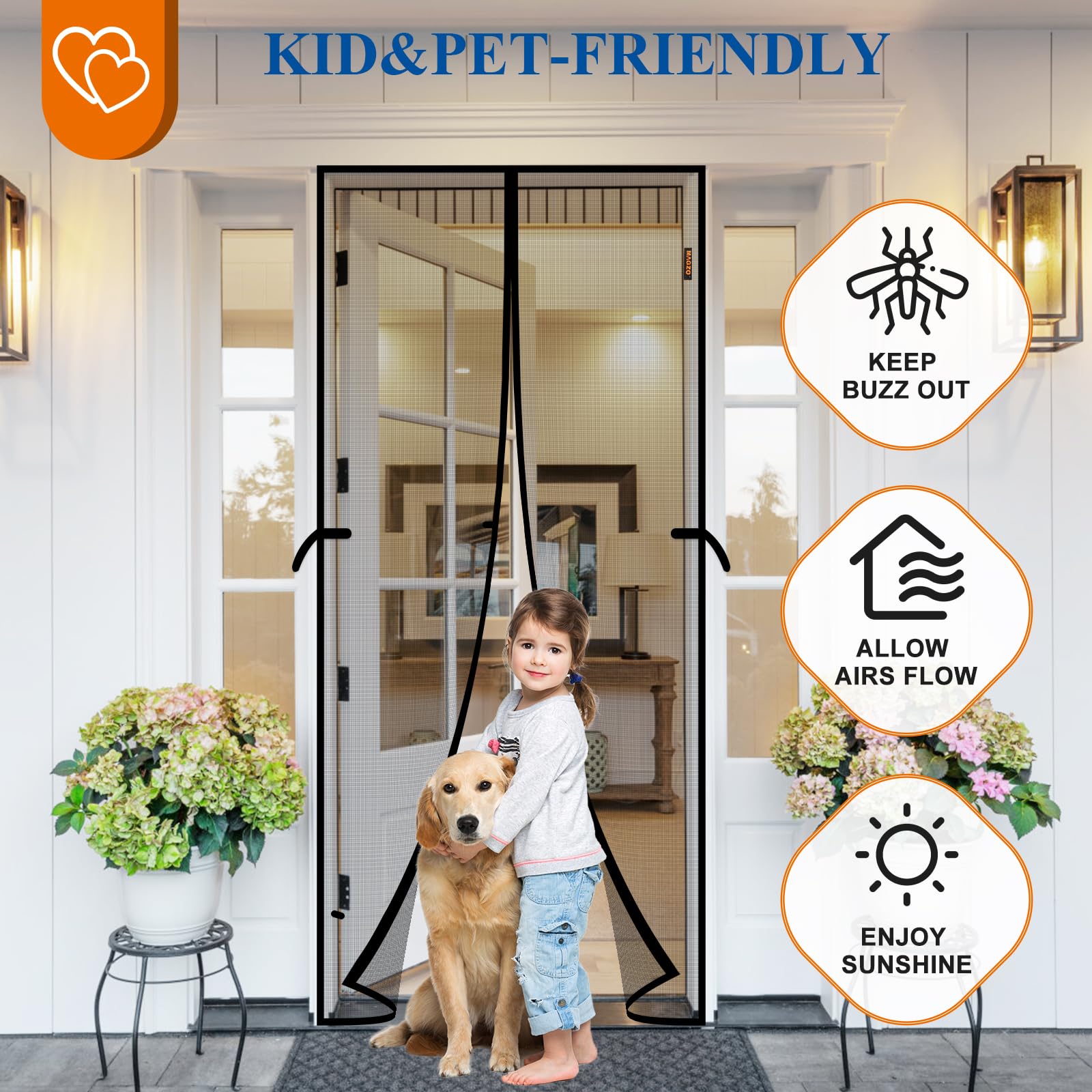 Snapklik.com : MAGZO Magnetic Screen Door 40 X 83 - Fits 38 X 82 Doors ...