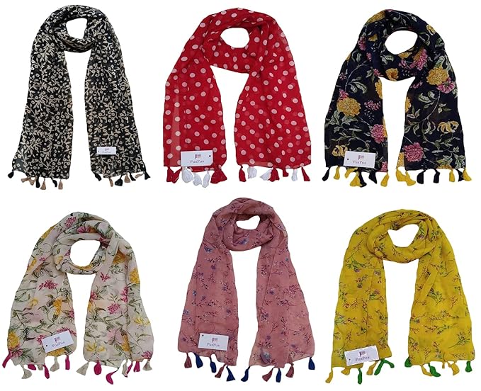Buy FusFus Women's Printed Scarf and Stoles, (Multicolor, FS10124 ...