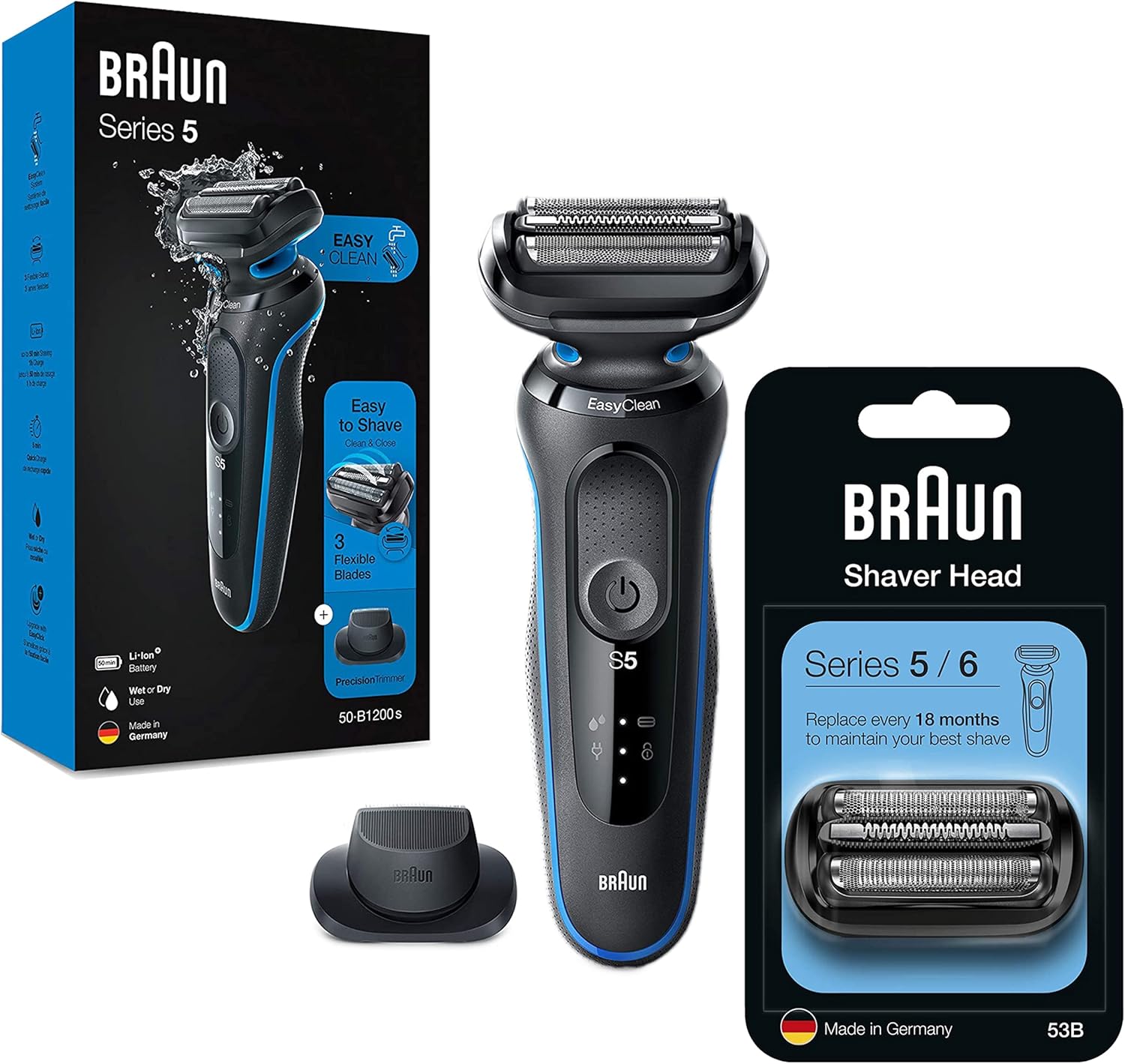 Braun Series 5 Electric Shaver + Braun Series 5 Replacement Head Bundle ...