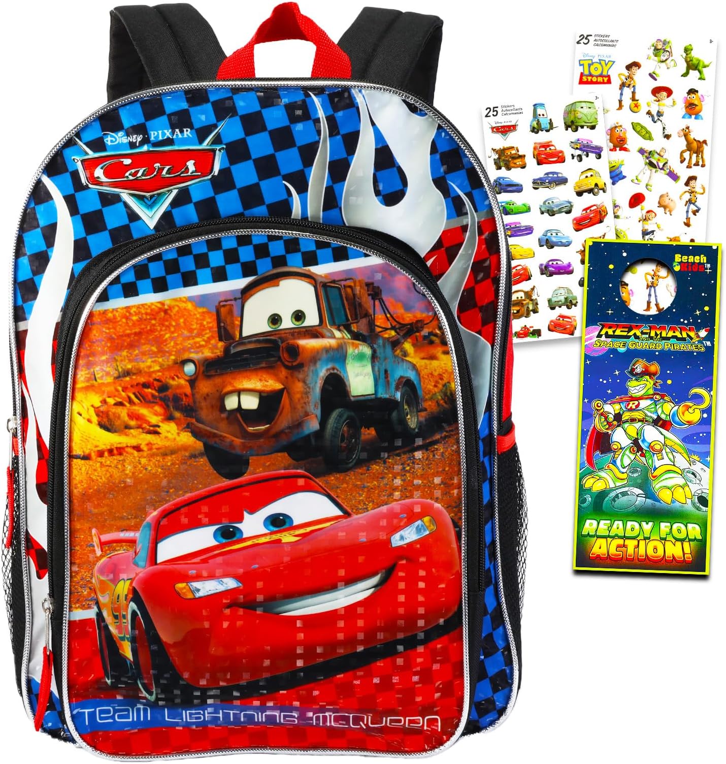 Amazon.com: Disney Cars Lightning McQueen 16" Kids Backpack and Lunch ...