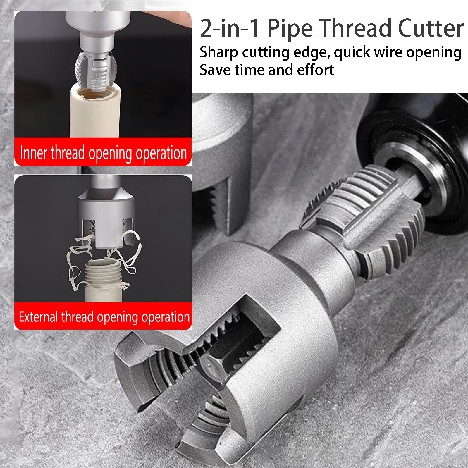 Snapklik.com : Integrated Internal & External Pipe Threading Tool, Electric Drill Compatible PVC ...