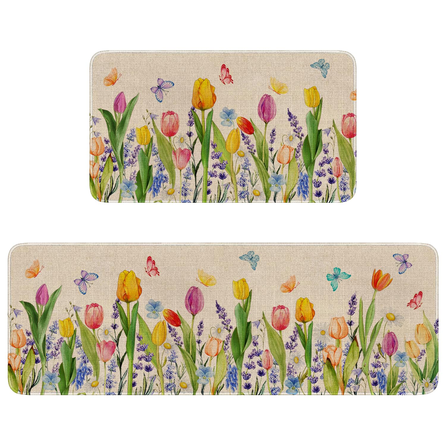 Amazon.com: Faptoena Tulip Floral Kitchen Rugs Set of 2,Spring Summer ...