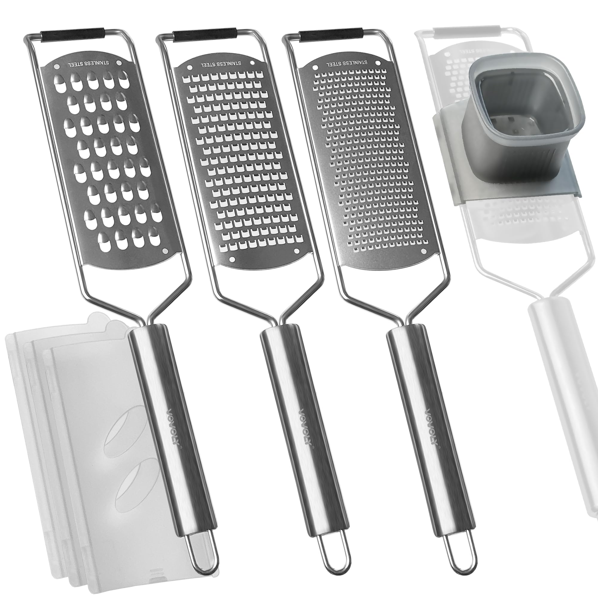 Amazon.com: Vovoly 4-Pcs Pro Set Zester Grater Set, Cheese Grater with ...
