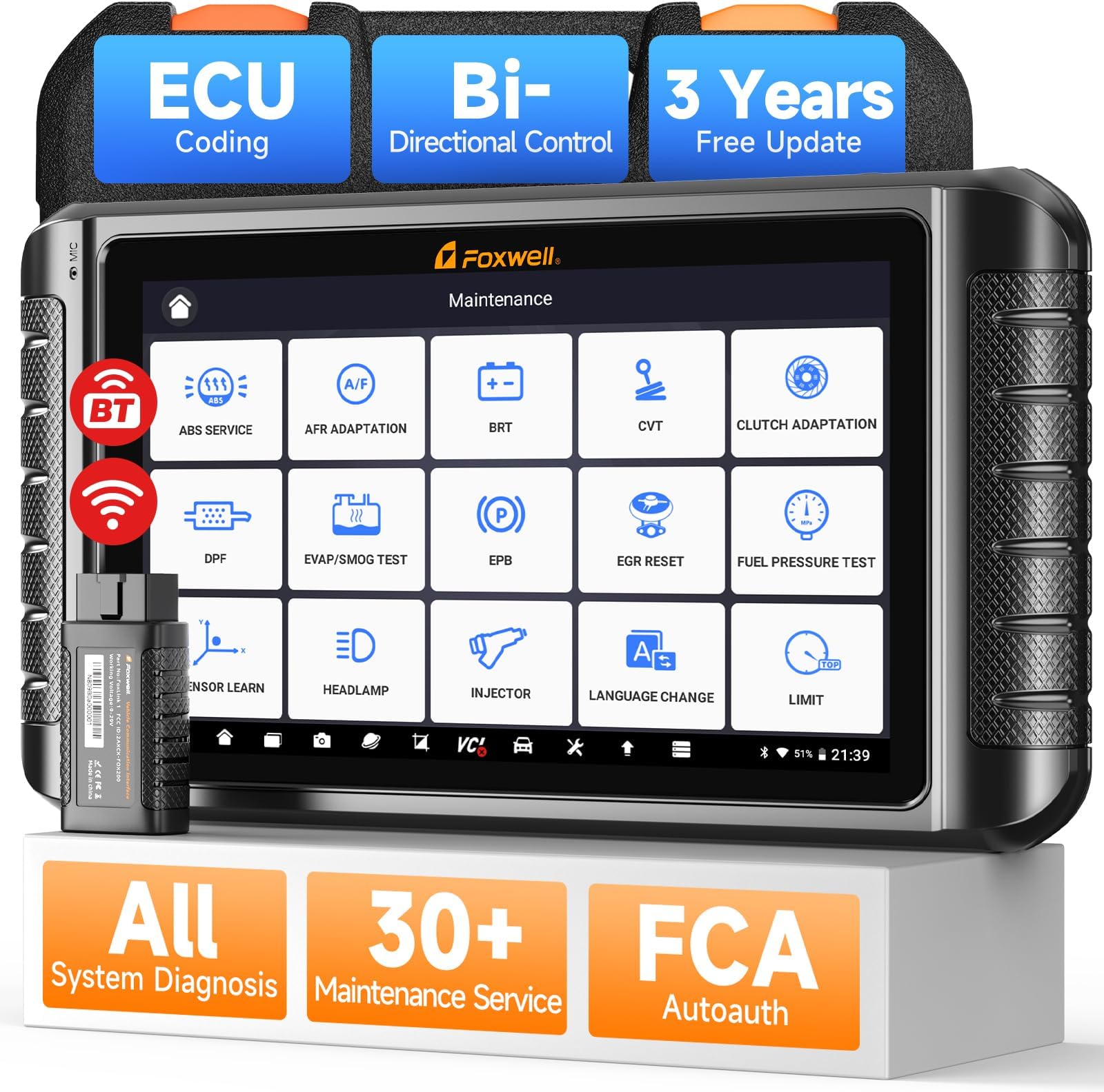 Amazon.com: FOXWELL NT1009BT Bi-Directional All System Scan Tool with ...