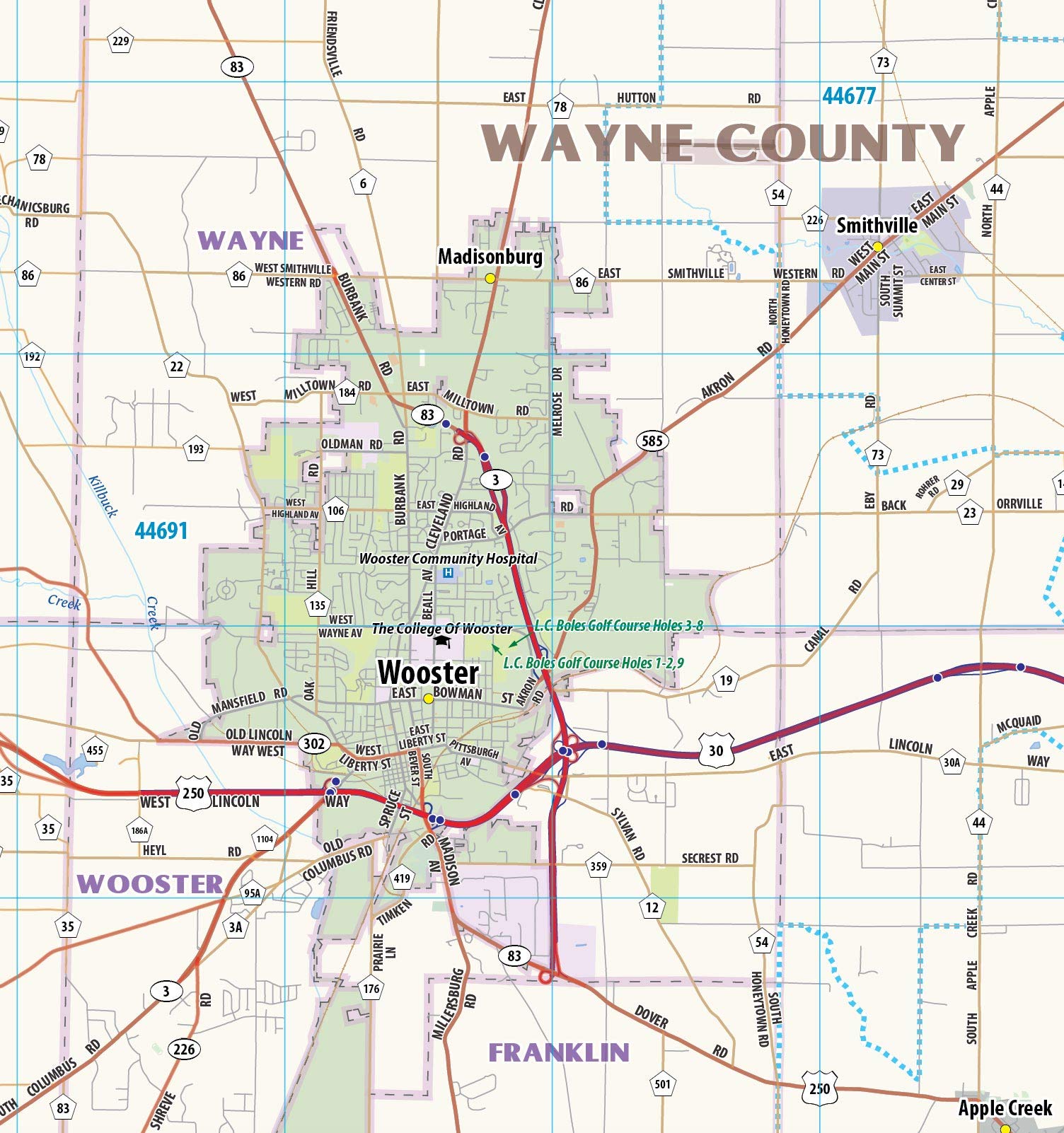 Greater Cleveland Metro Area Laminated Wall Map Topographics
