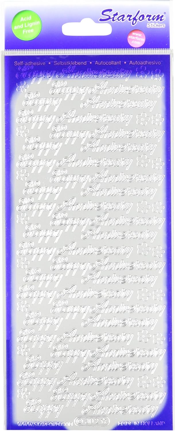 Amazon.com: Starform Deco Stickers Happy Anniversary, Silver : Arts ...