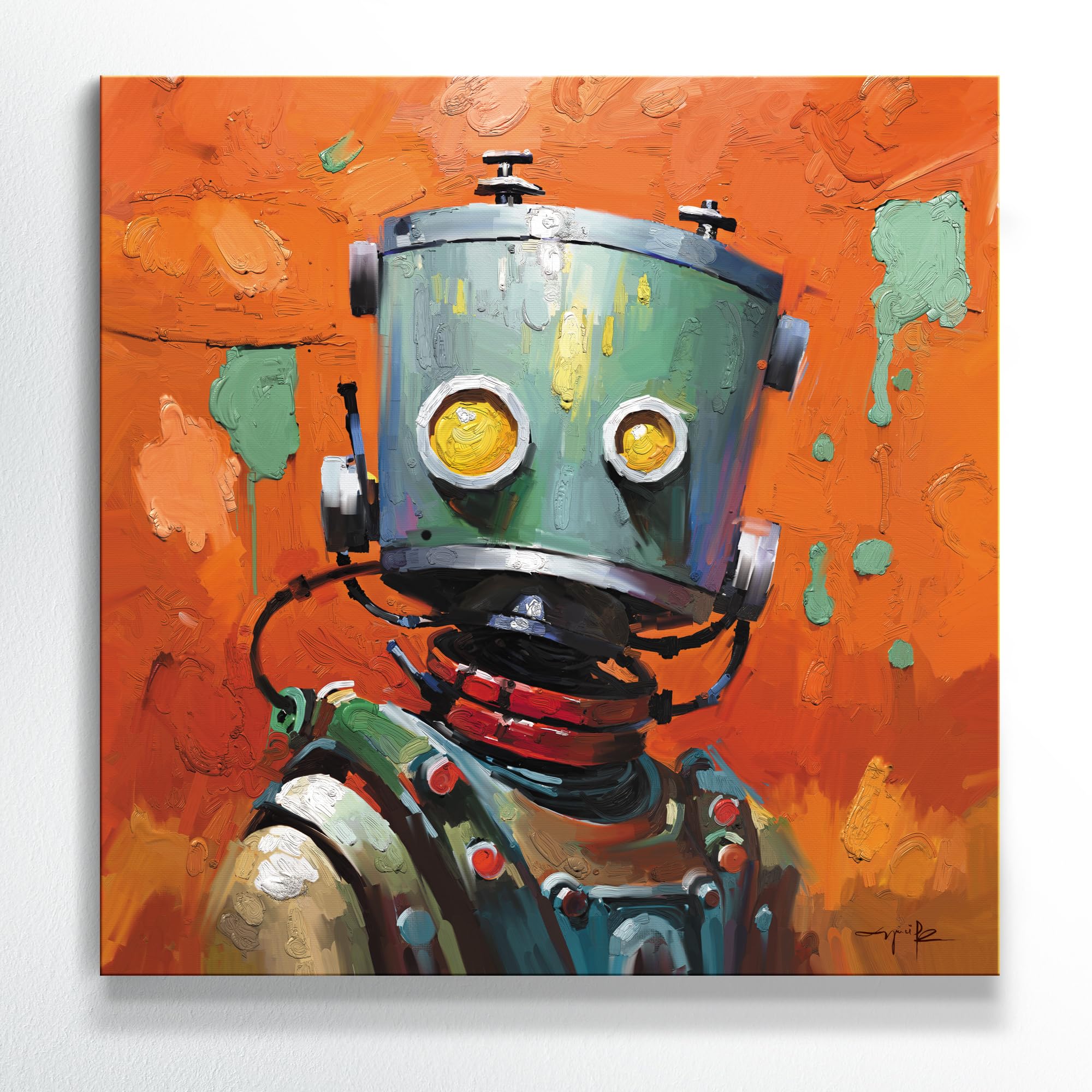 Amazon.com: Framed Robot Canvas Wall Art Teen Boys Room Decor Robot ...