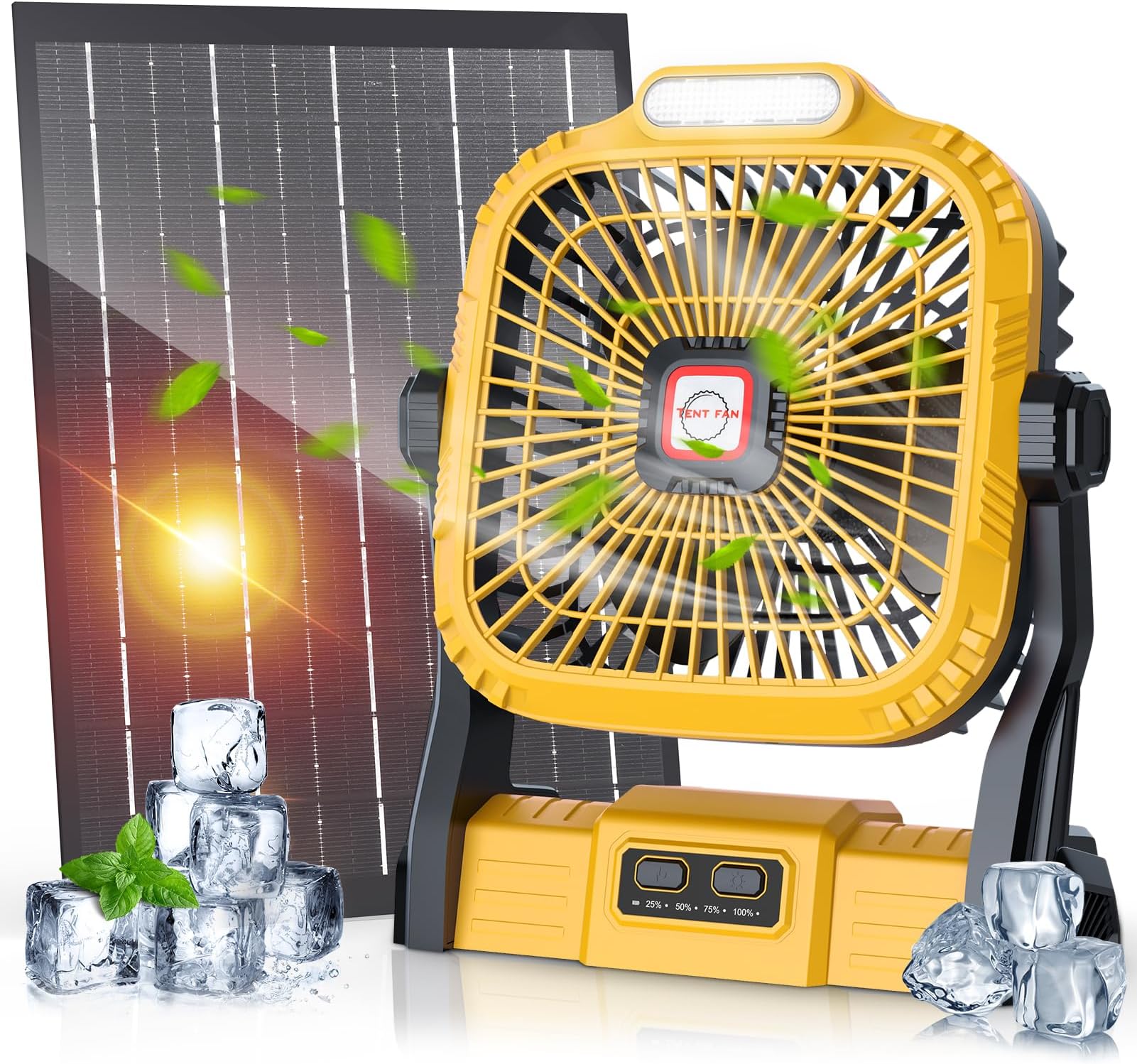 Amazon.com: Solar Camping Fan 10400mAh, Solar Powered Fan with Solar ...