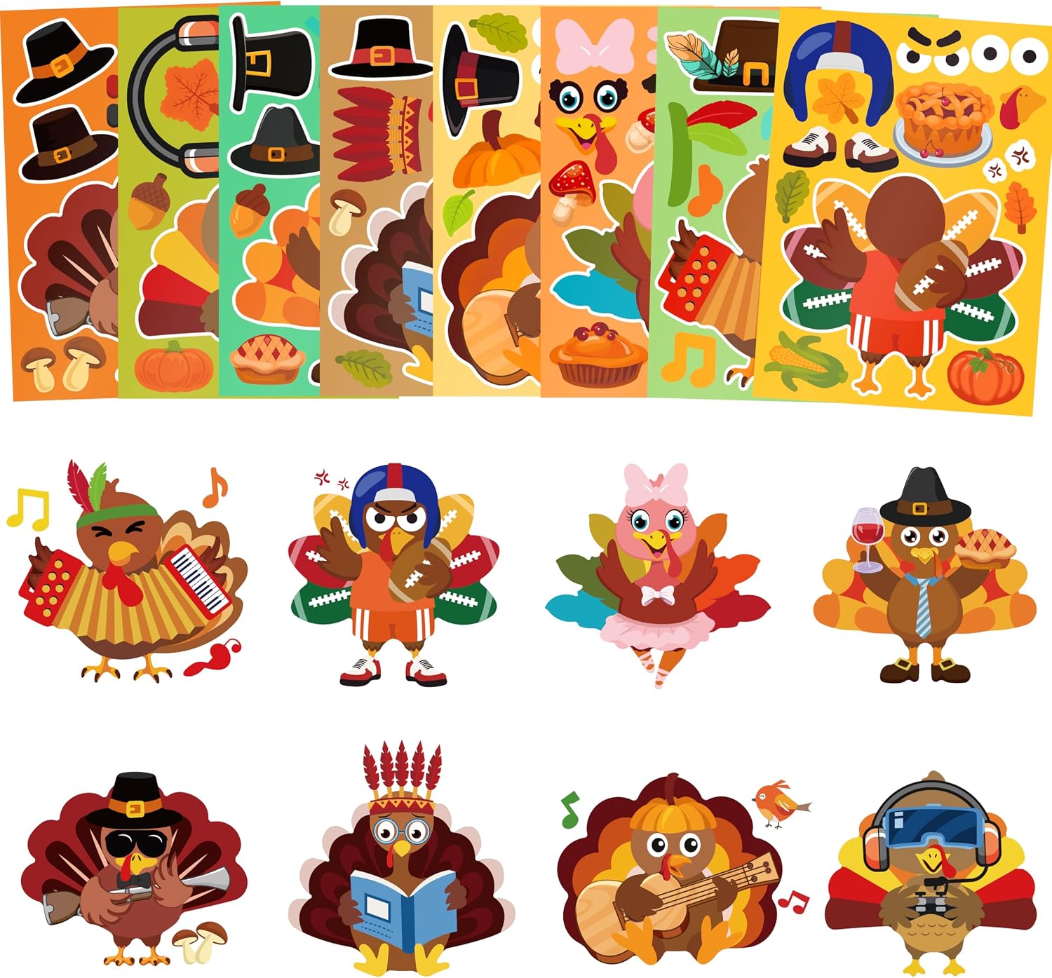 Amazon.com: 56 Sheets Thanksgiving Crafts Stickers, Thanksgiving Make-A ...
